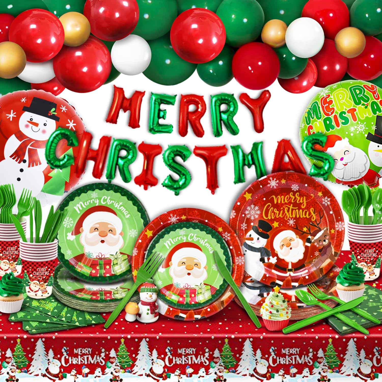 Amazon.com: Party Spot! 240 pcs Christmas Party Decorations Kit, 24 ...