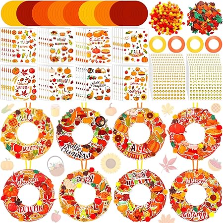 Amazon.com: Hollowfly 48 Sets Autumn Wreath Craft Kits for Kids DIY ...