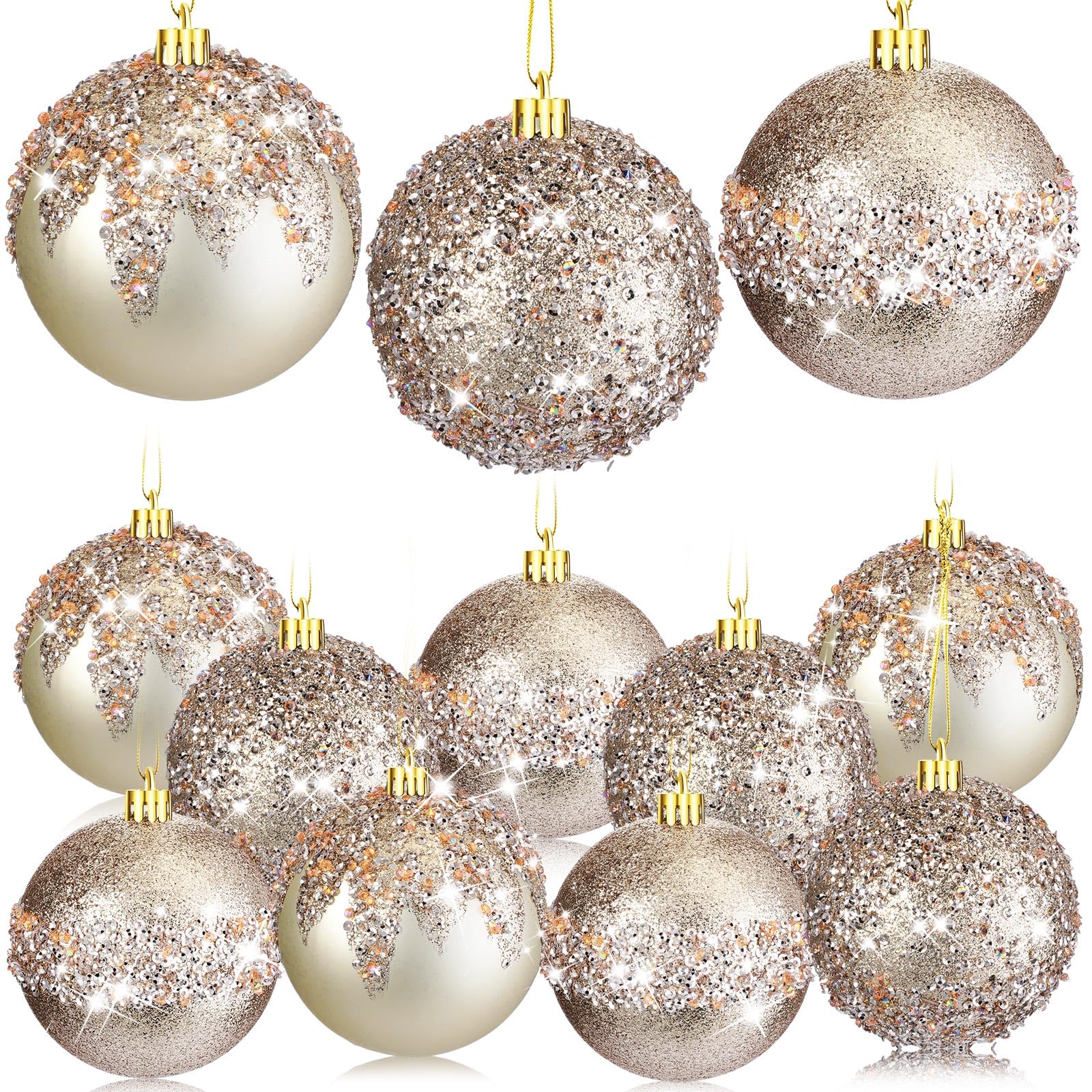 Amazon.com: Syhood 12 Pieces Glitter Christmas Ball Ornaments ...