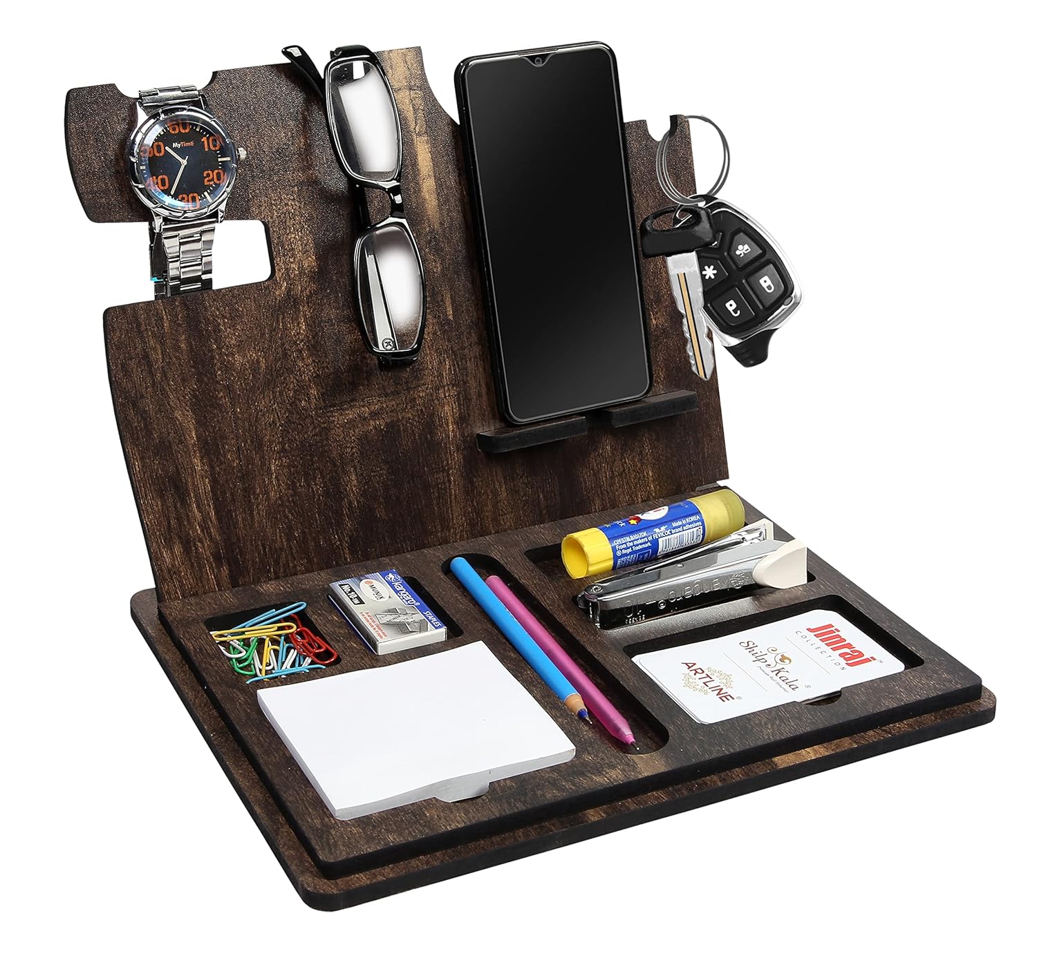 ARTLINE Wooden Docking Stand for Desk Table Organizer | Multi-Purpose ...