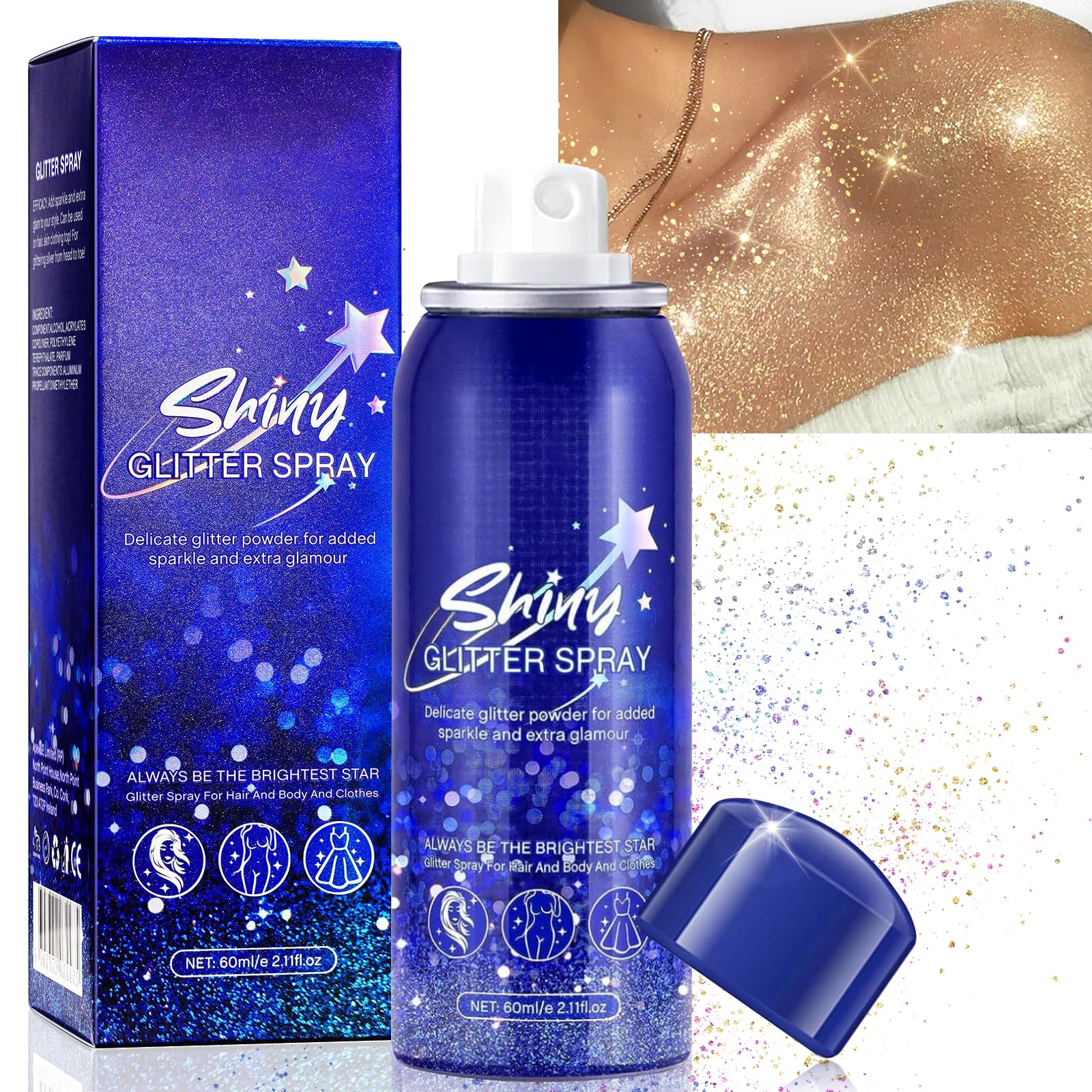 Hair And Body Glitter Shiny Glitter Spray,spray de brillo facial,Spray ...