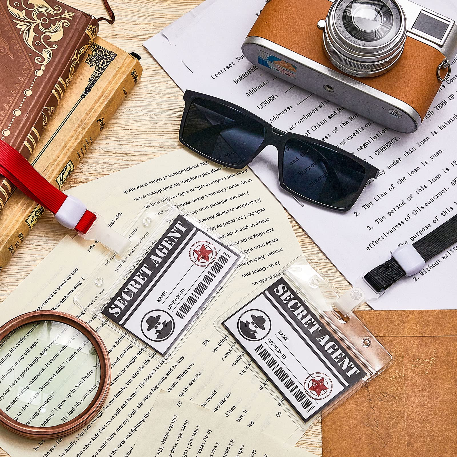Umigy 48 Pcs Secret Agent Name Tags and See Behind You Sunglasses ...