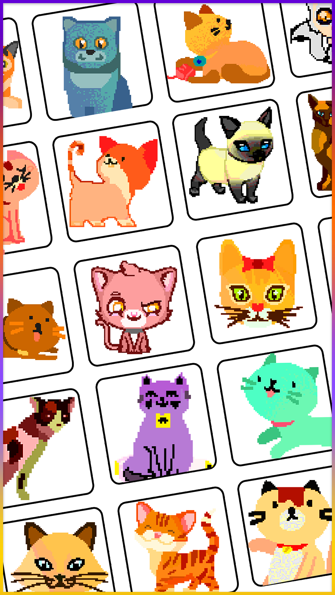 Cats Pixel Art - Paint by Number, Sandbox Coloring Book Pages - App on ...
