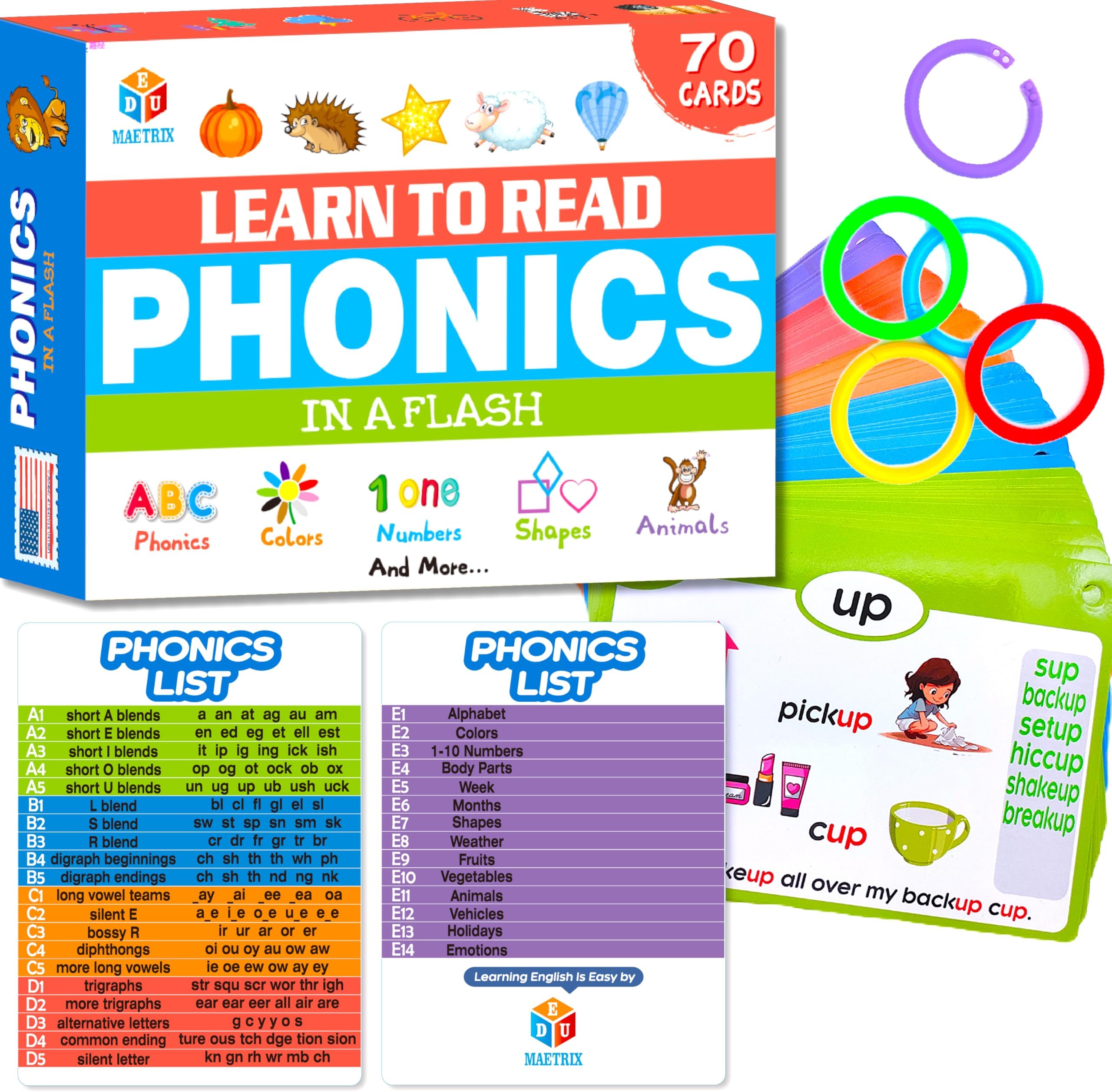 70pcs Phonics Cvc Flash Cards Set 20 Phonic Stages Bonus | Desertcart UK