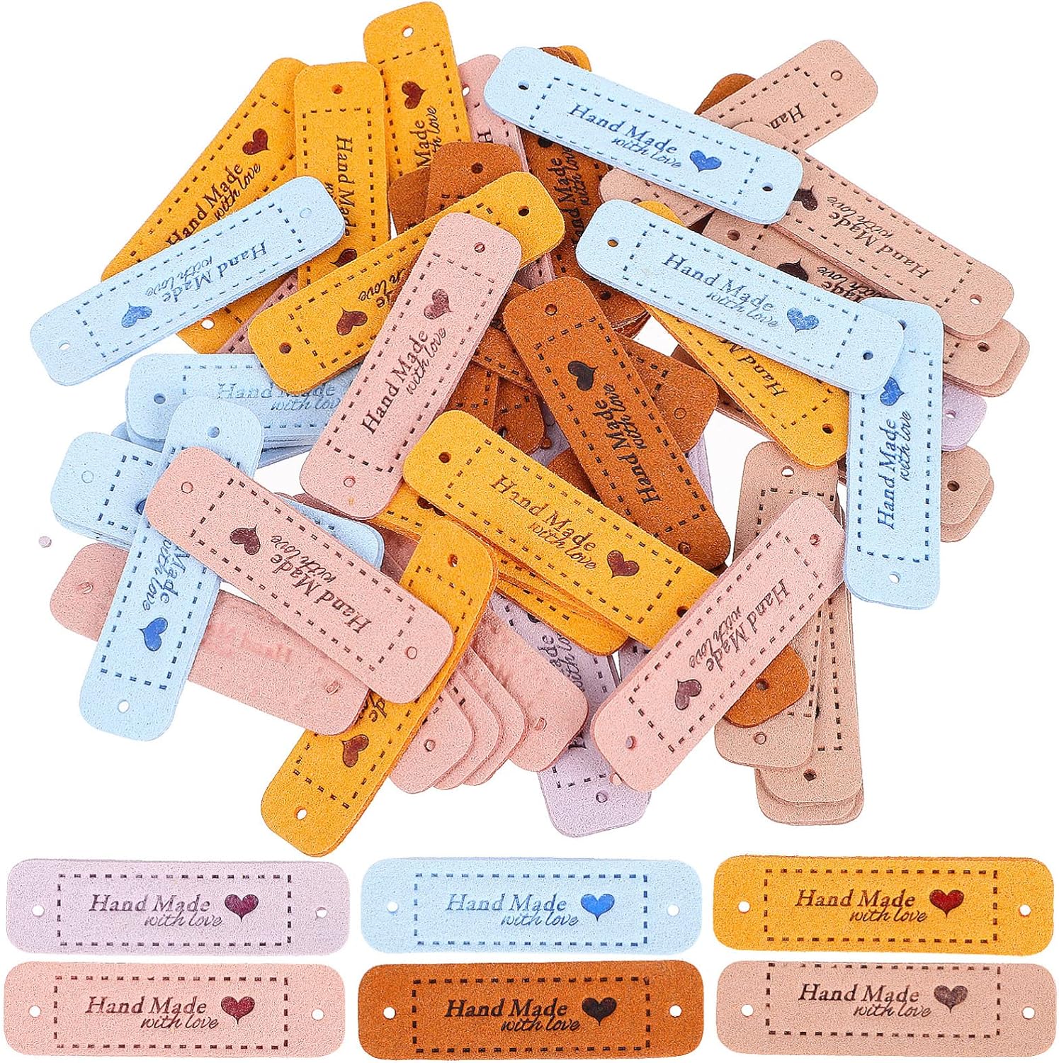 FAVOMOTO 60pcs Handmade Label Personalisiert Handmade Label zum Annähen ...
