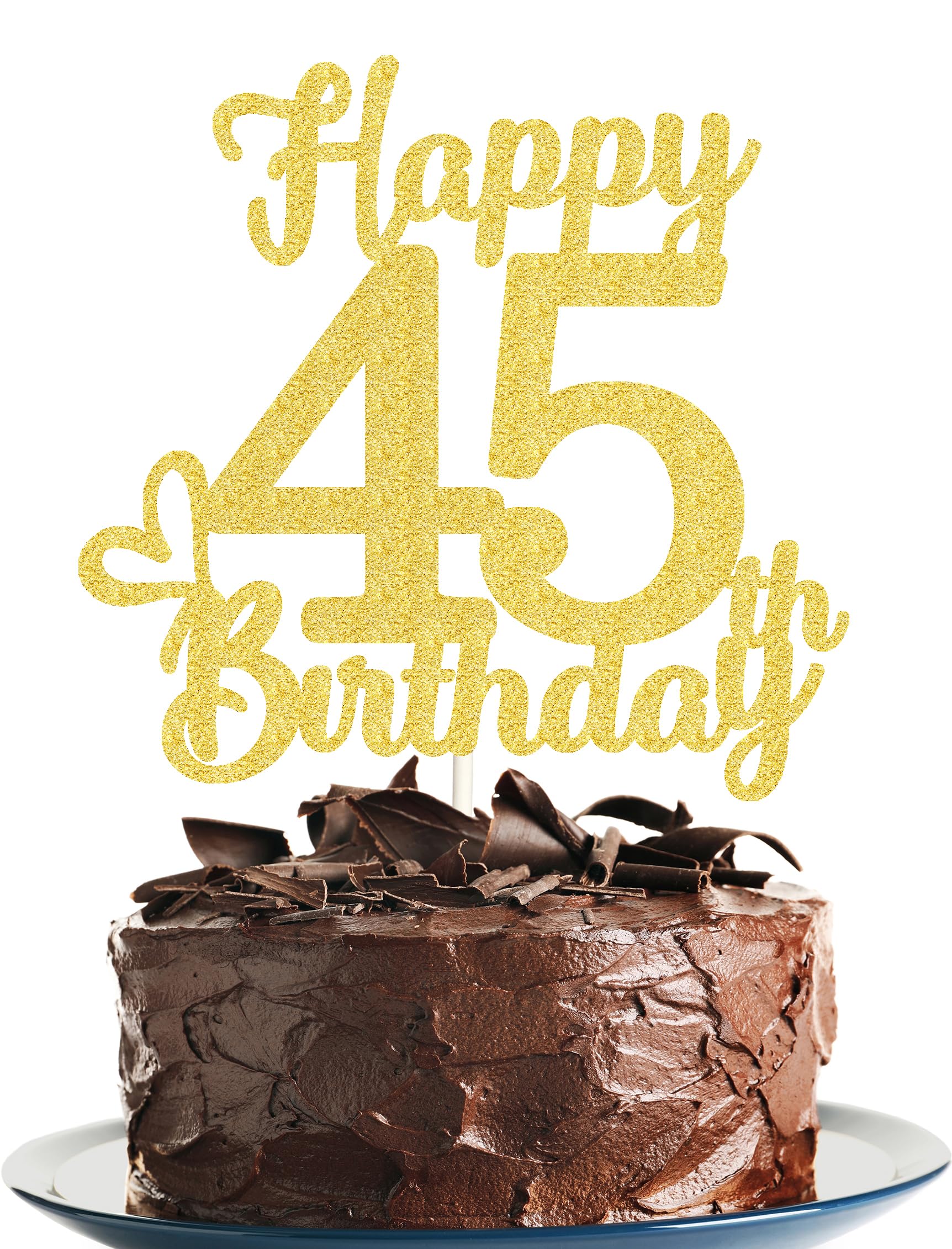 Snapklik.com : 45 Birthday Cake Toppers-Gold Glitter, 45th Cake Topper ...