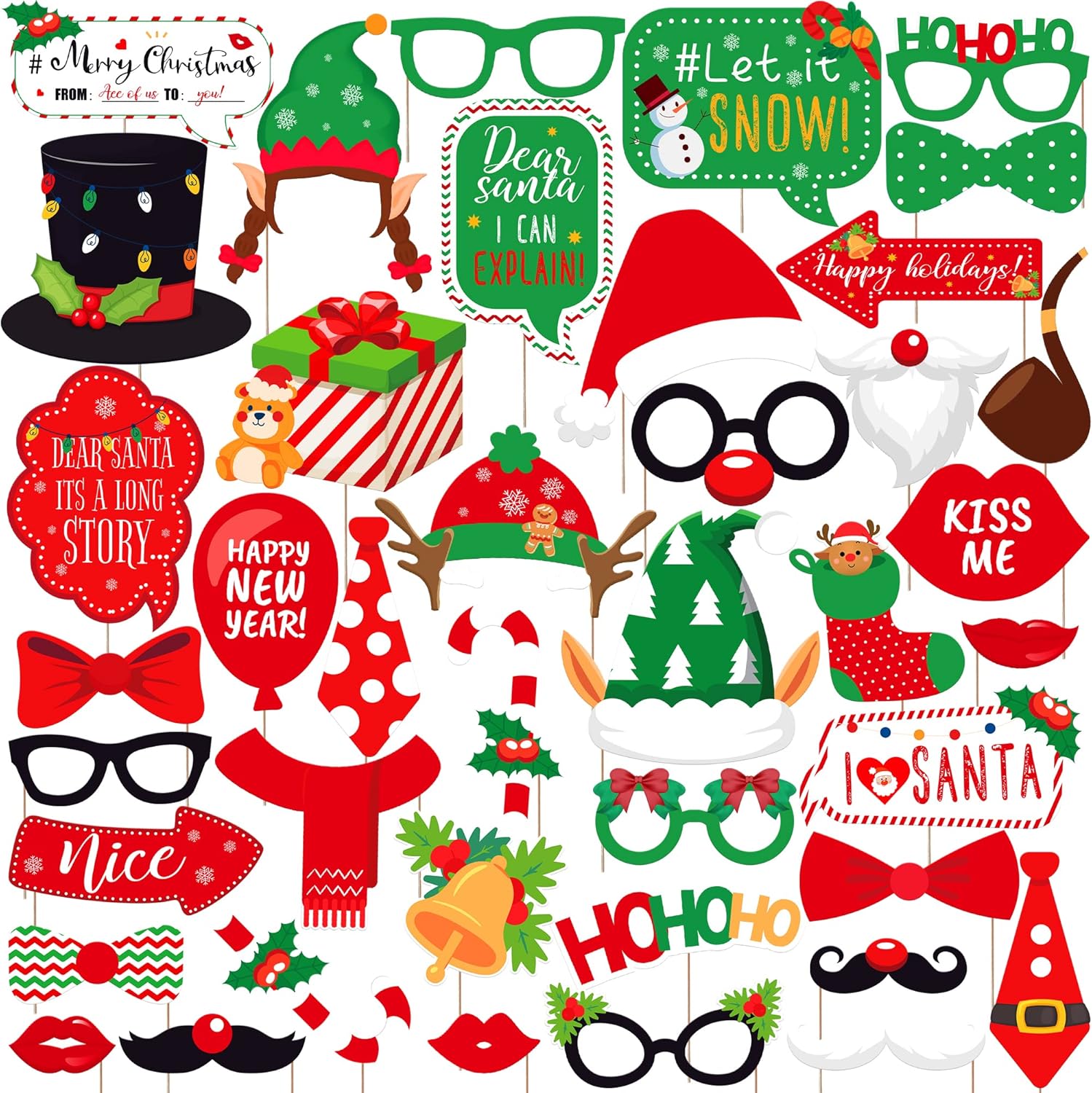 Amazon.com: KatchOn Big Christmas Photo Booth Props Kit - Pack of 42 ...