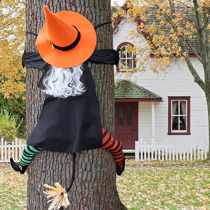 POPGIFTU Large Crashing Witch Halloween Decorations(53" H), Crashing ...