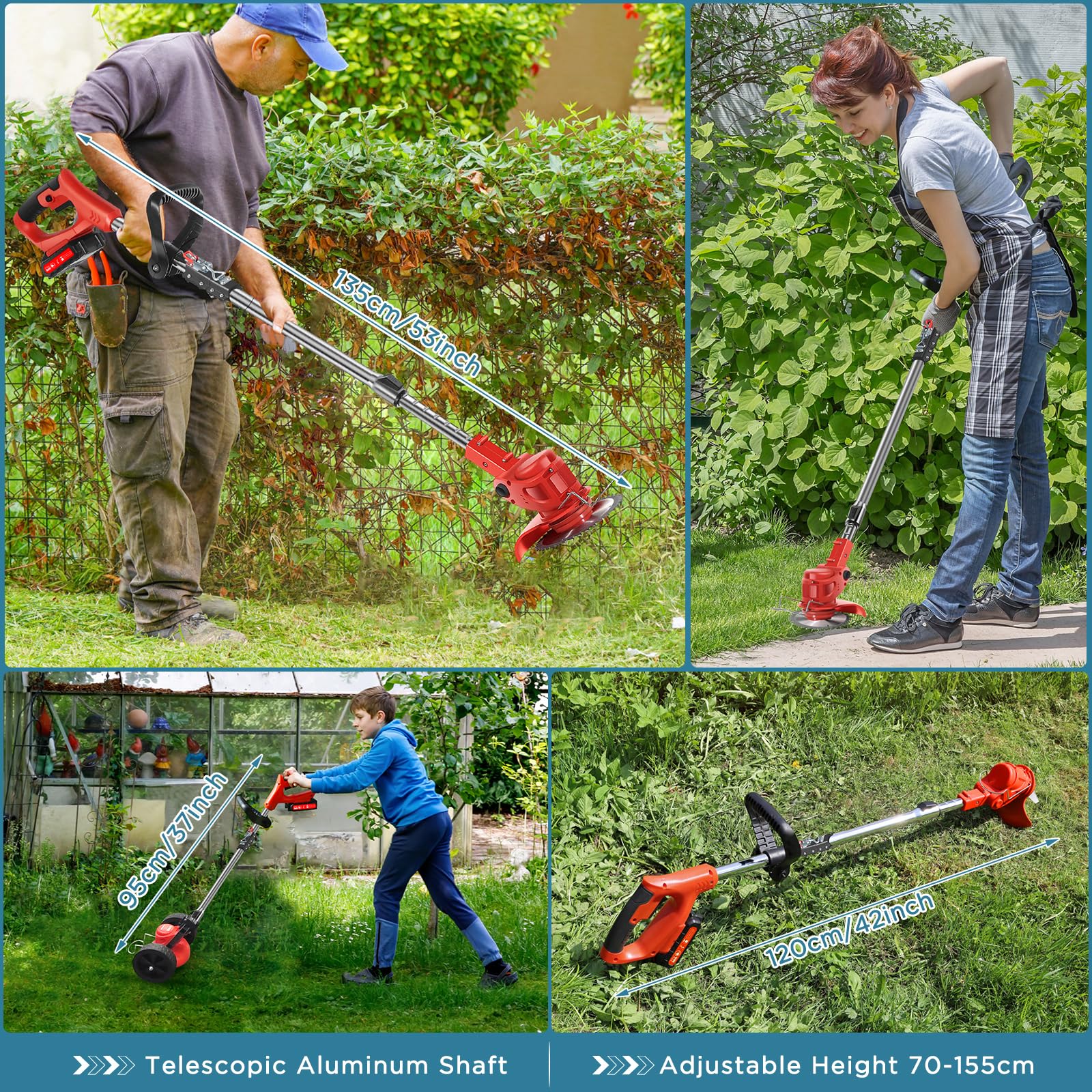 Cordless Weed Wacker, Electric Weed Eater Battery String Trimmers Edger ...