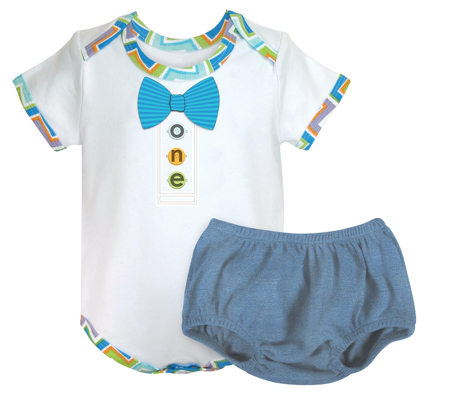 Amazon.com: Stephan Baby First Birthday Blue Jean Diaper Cover and Bow ...