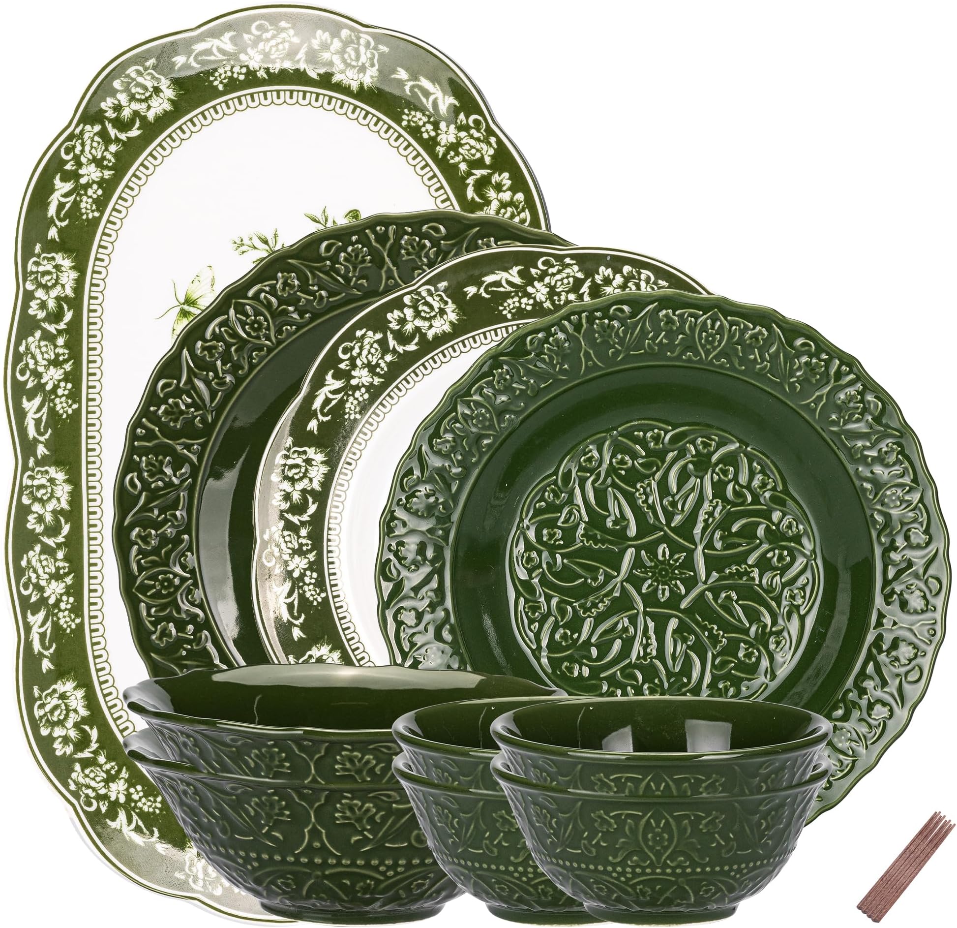 Amazon.com | MDZF SWEET HOME Dinnerware Set, 14 Pieces Plates and Bowls ...