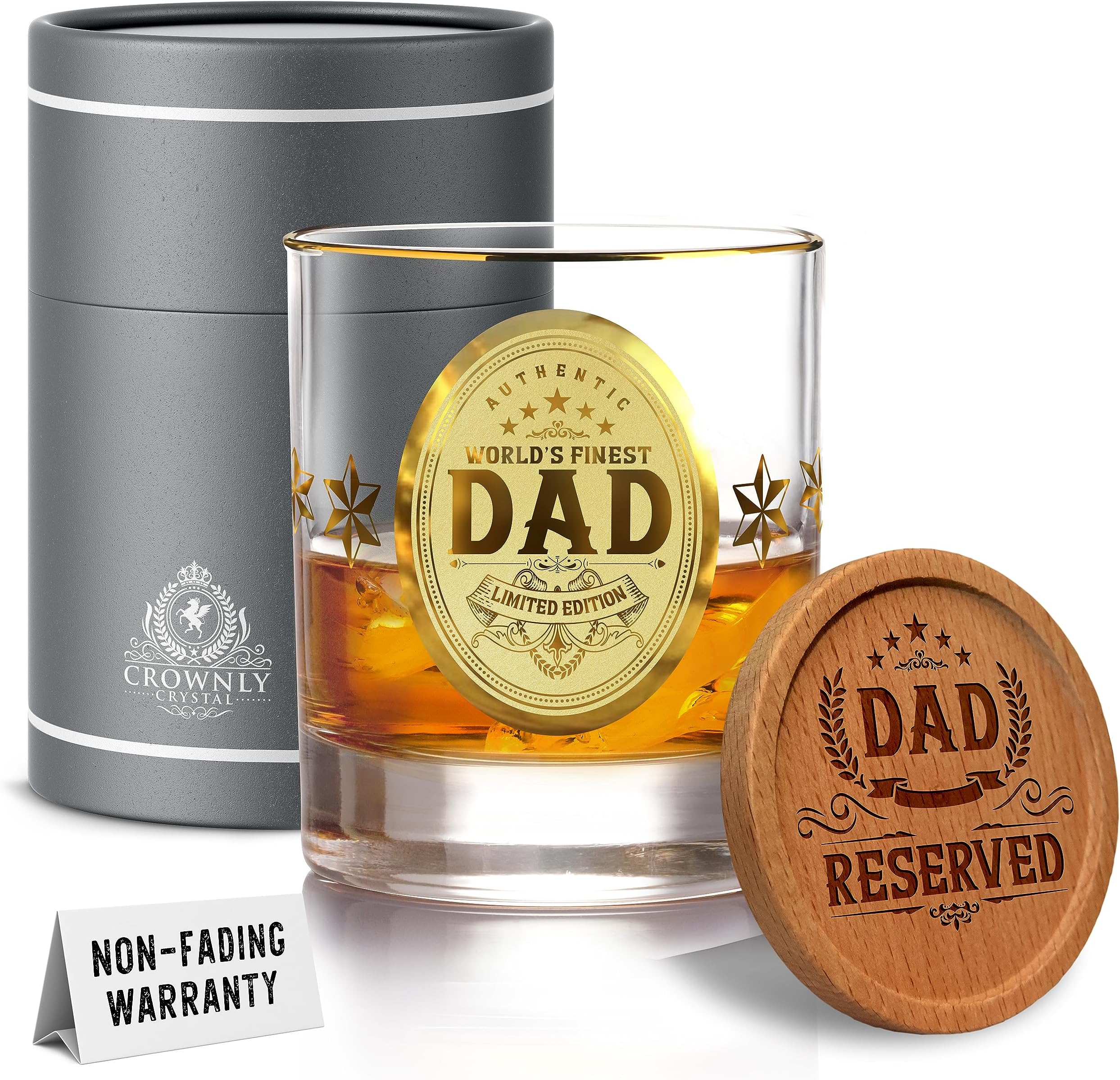 CROWNLY CRYSTAL® GOLD Cadeau Anniversaire Verre À Whisky Annonce ...