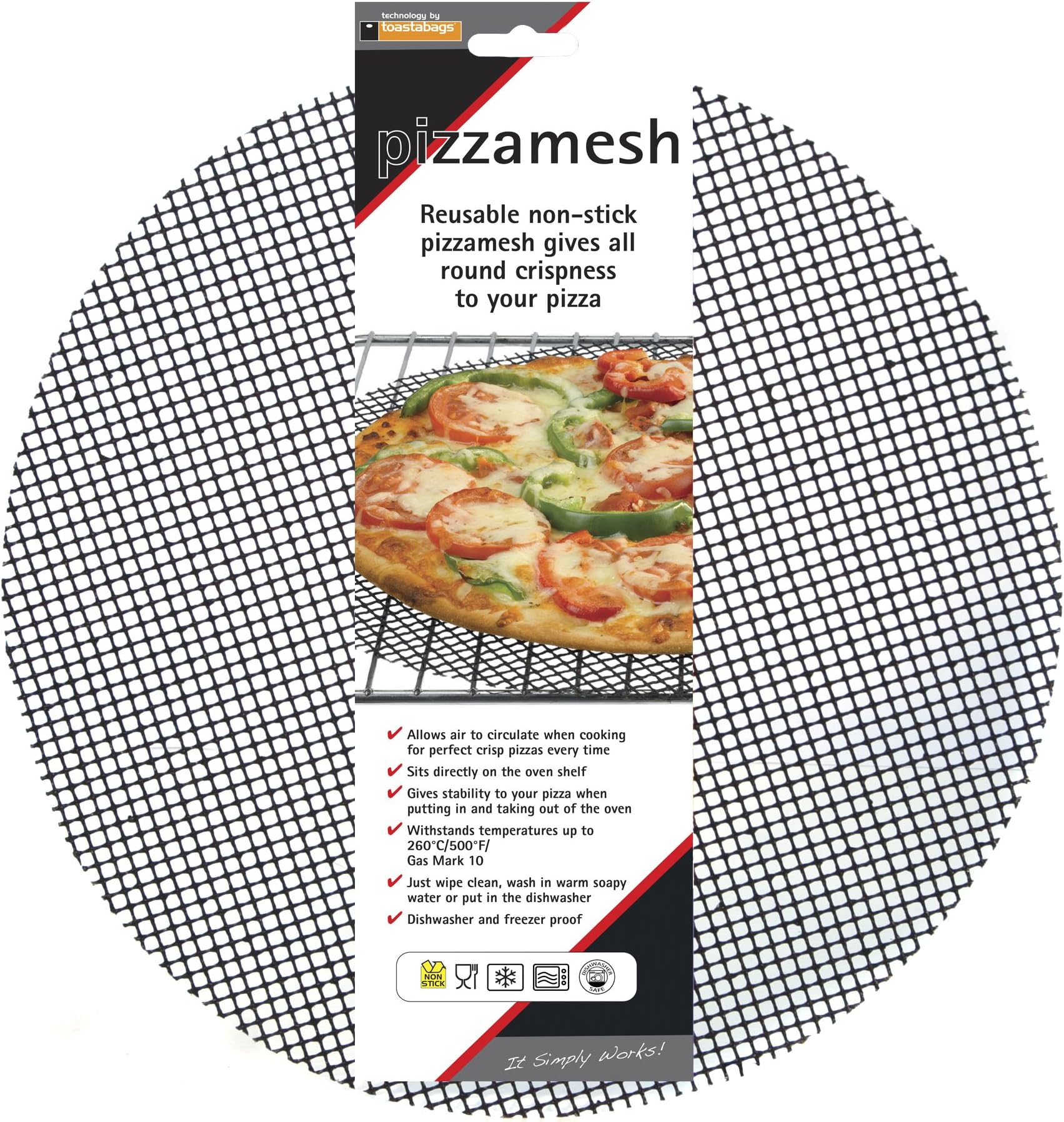 Pizzamesh 12.5 Inch Round, Non-Stick Reusable Pizza Baking/Crisping ...