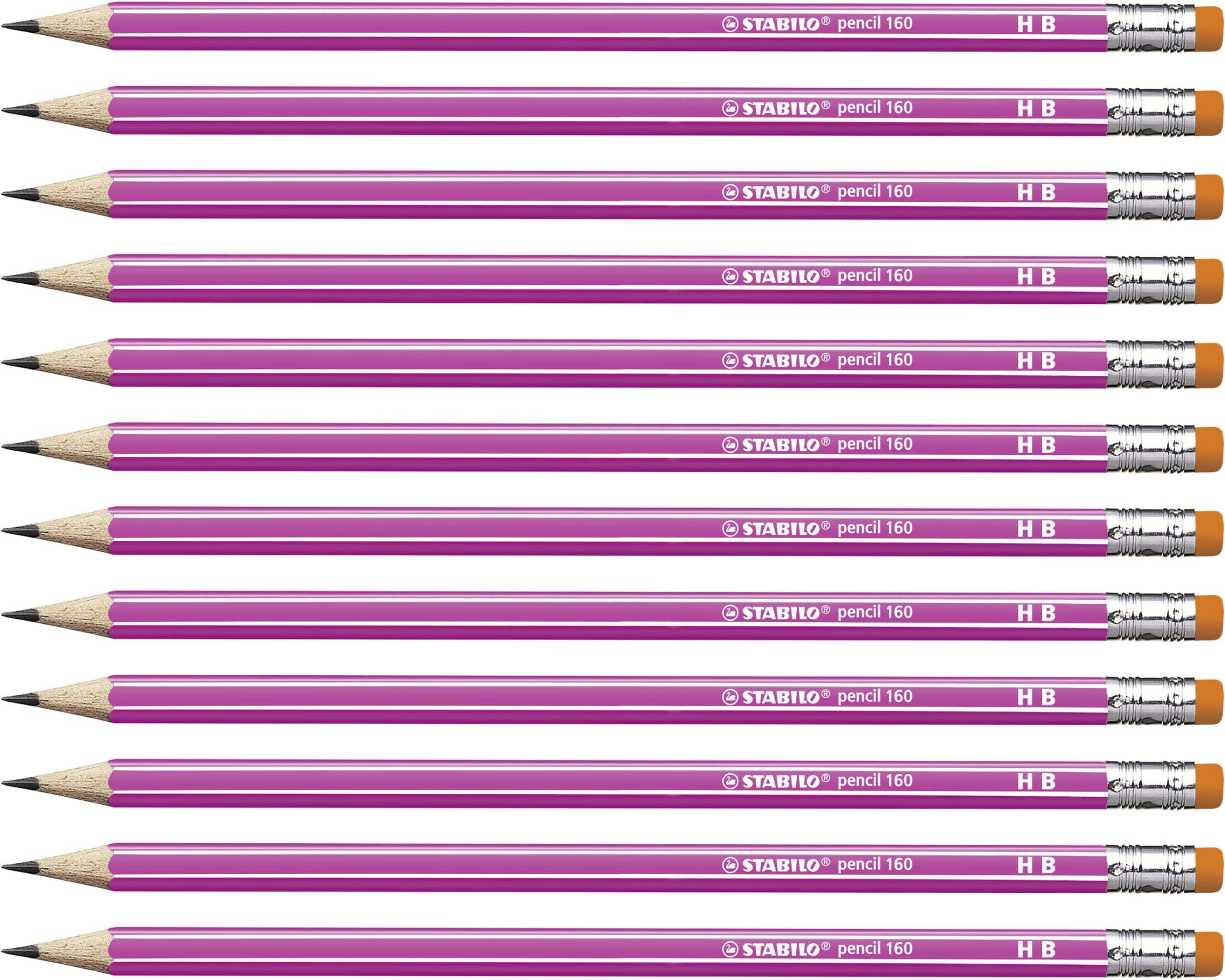 STABILO Graphite Pencil with Eraser Swano Pastel - Pack of 12 - Pink ...