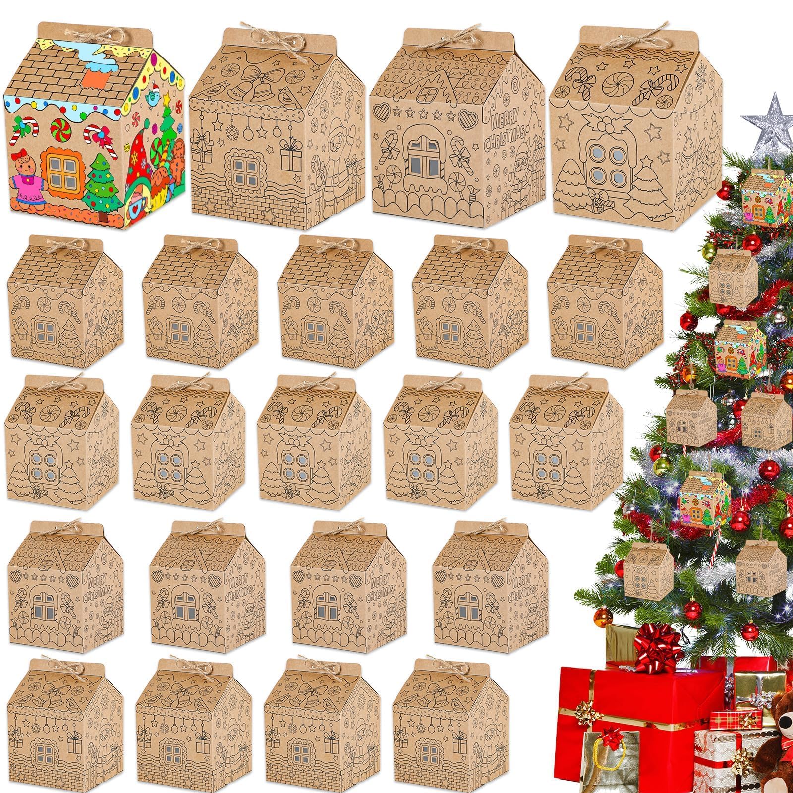 Amazon.com: 24 Set Gingerbread Paper Coloring Houses DIY Craft Color ...