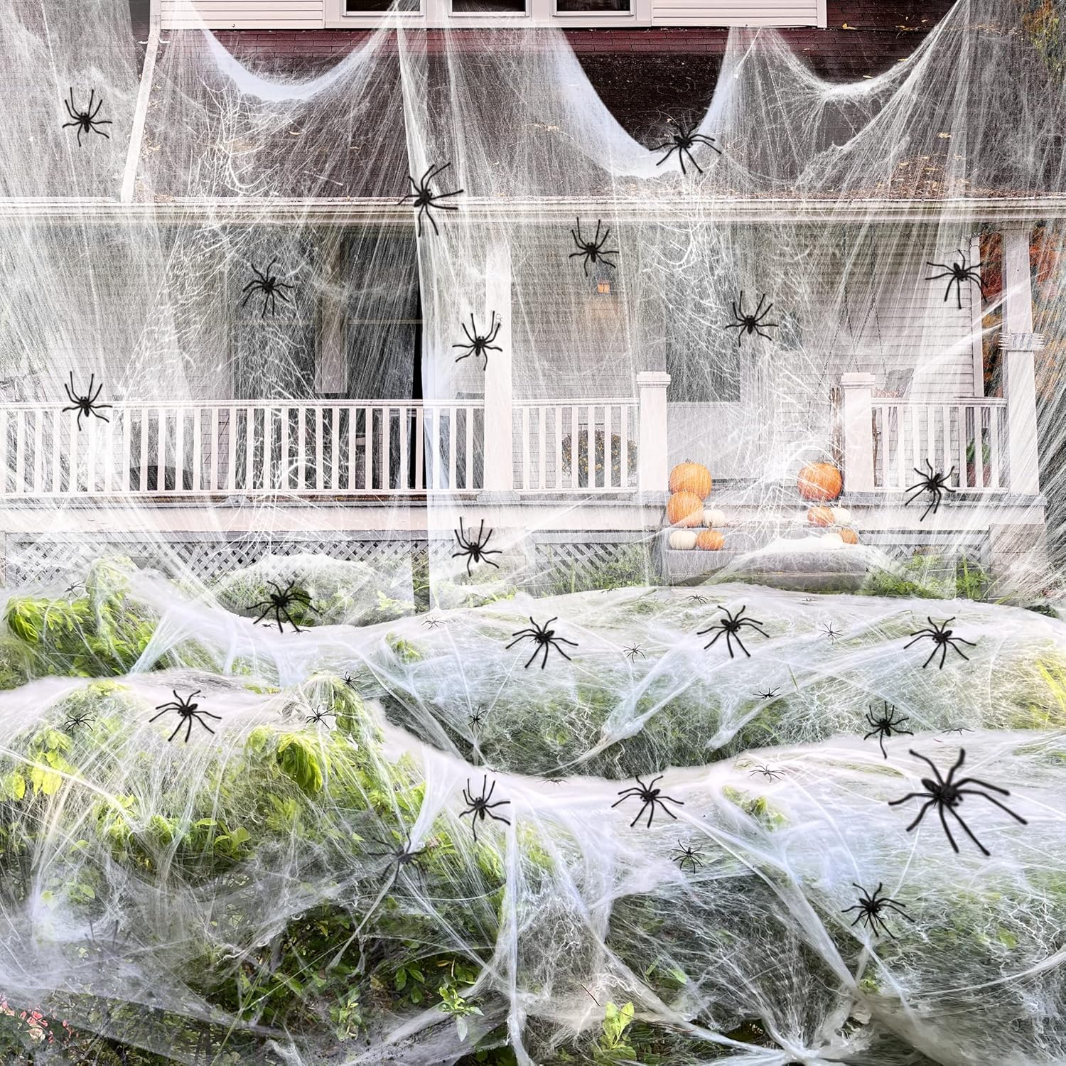 200g Halloween Spider Web Stretchable Cobweb with 30 pcs Small Spiders ...