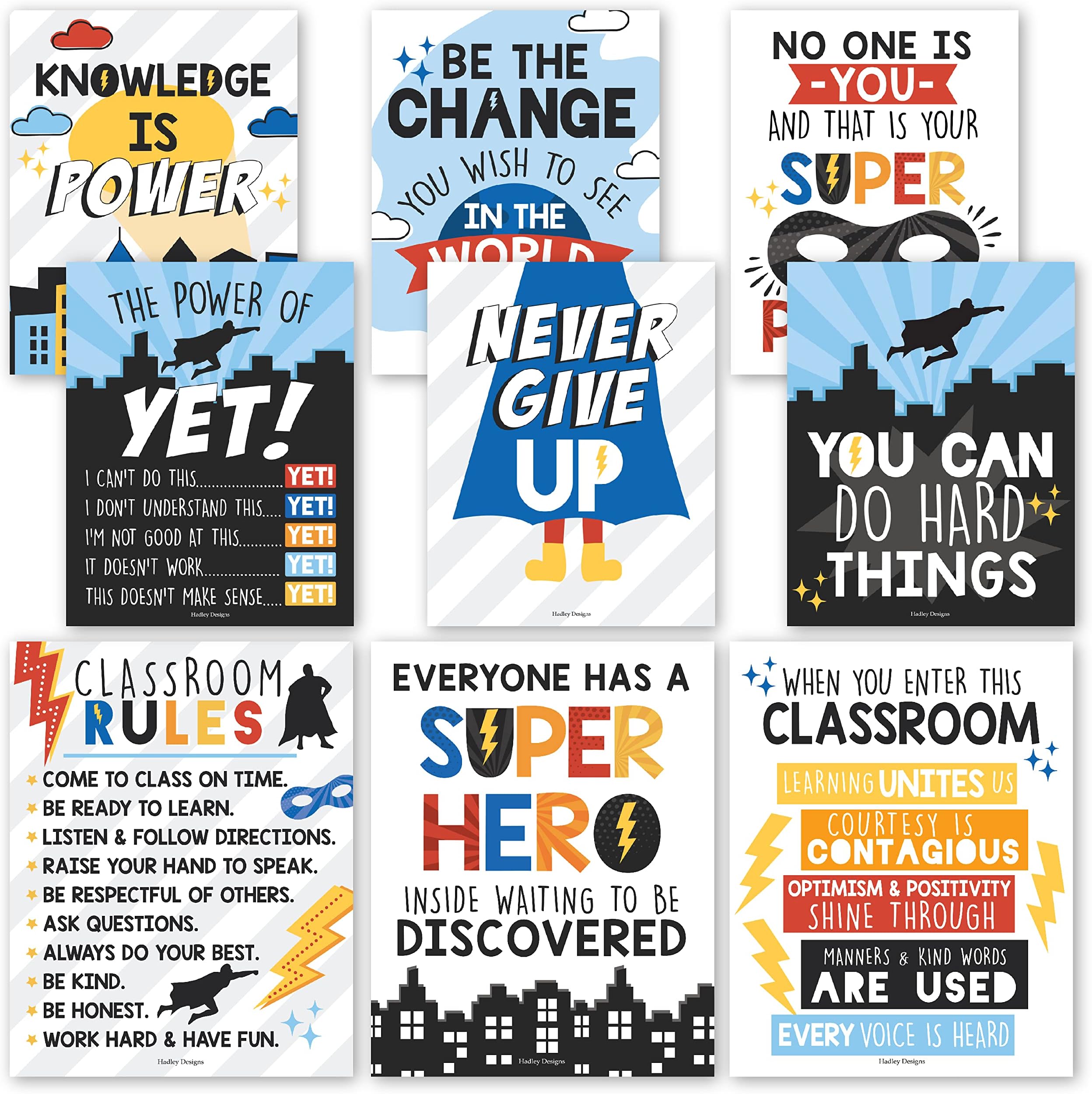 9 Superhero Classroom Decor Signs Welcome Sign For Classroom ...