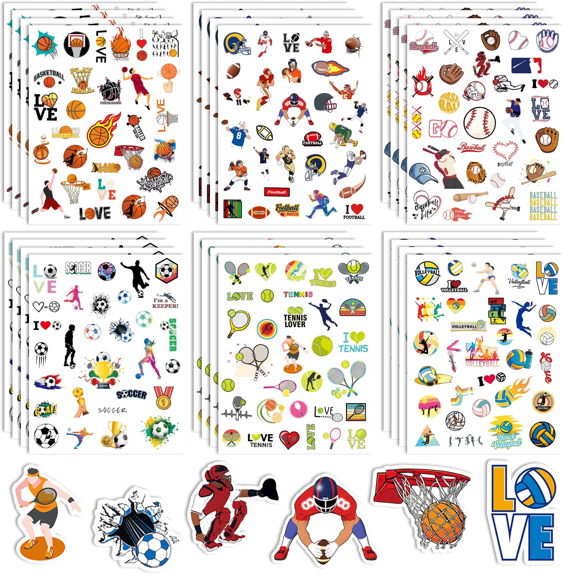 Amazon.com: 600 Pieces Sports Stickers for Kids Soccer Ball Stickers ...