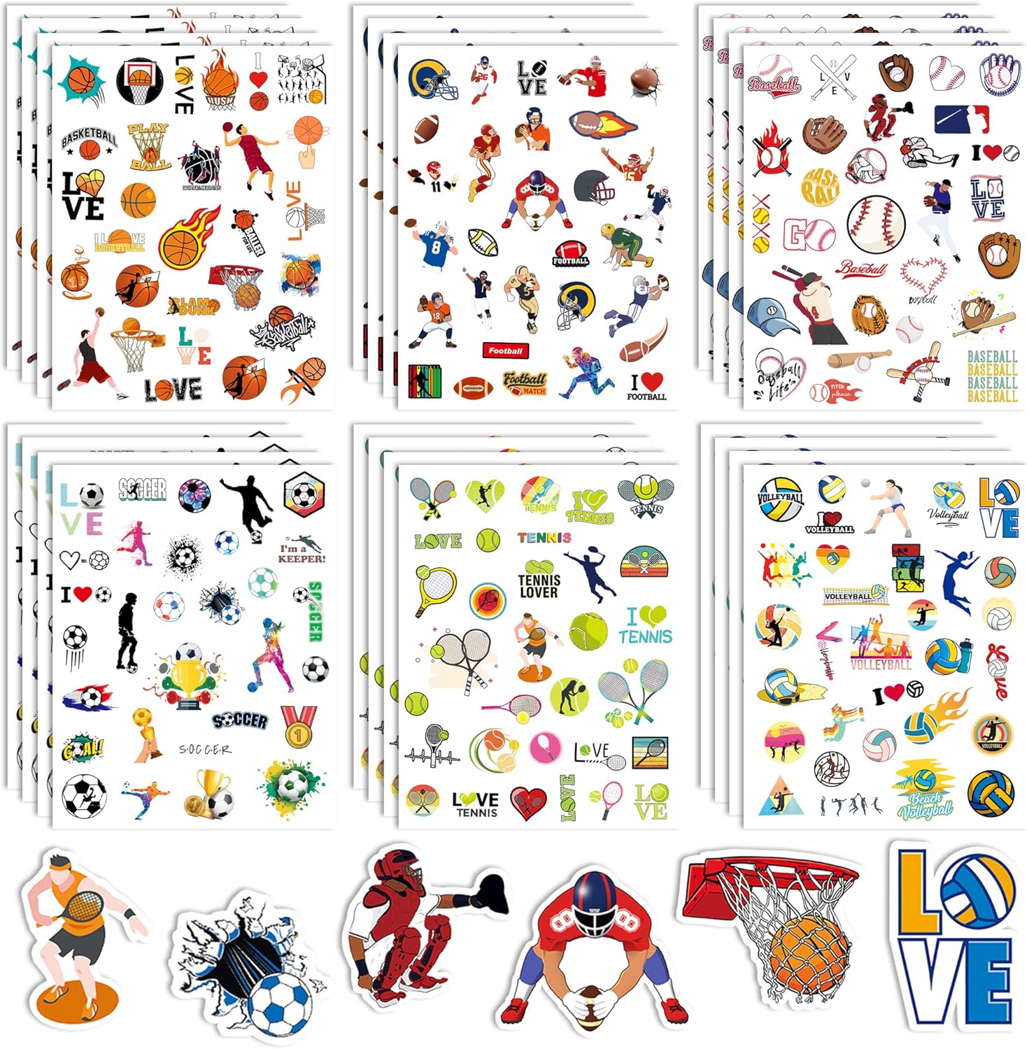 Amazon.com: 720 Counts Sports Party Favors Ball Sports Stickers ...