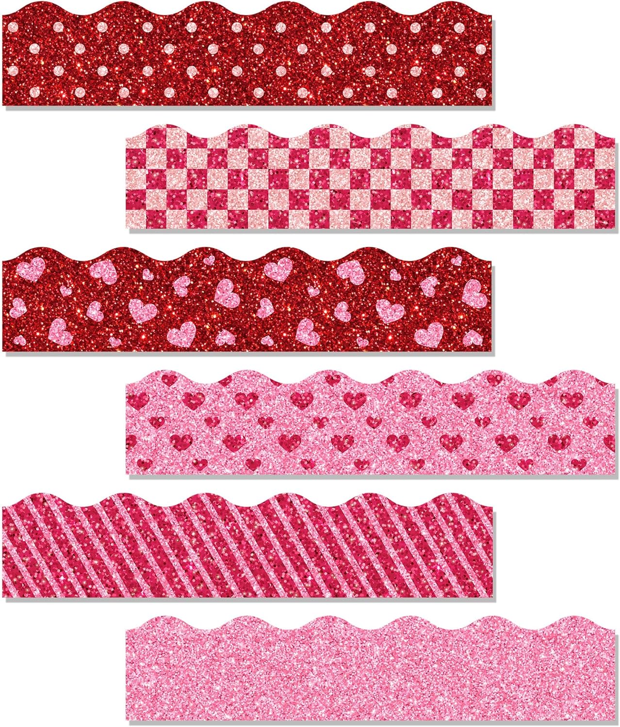 Amazon.com: 6 Pcs Red Pink Heart Bulletin Board Borders Sticker 6 ...
