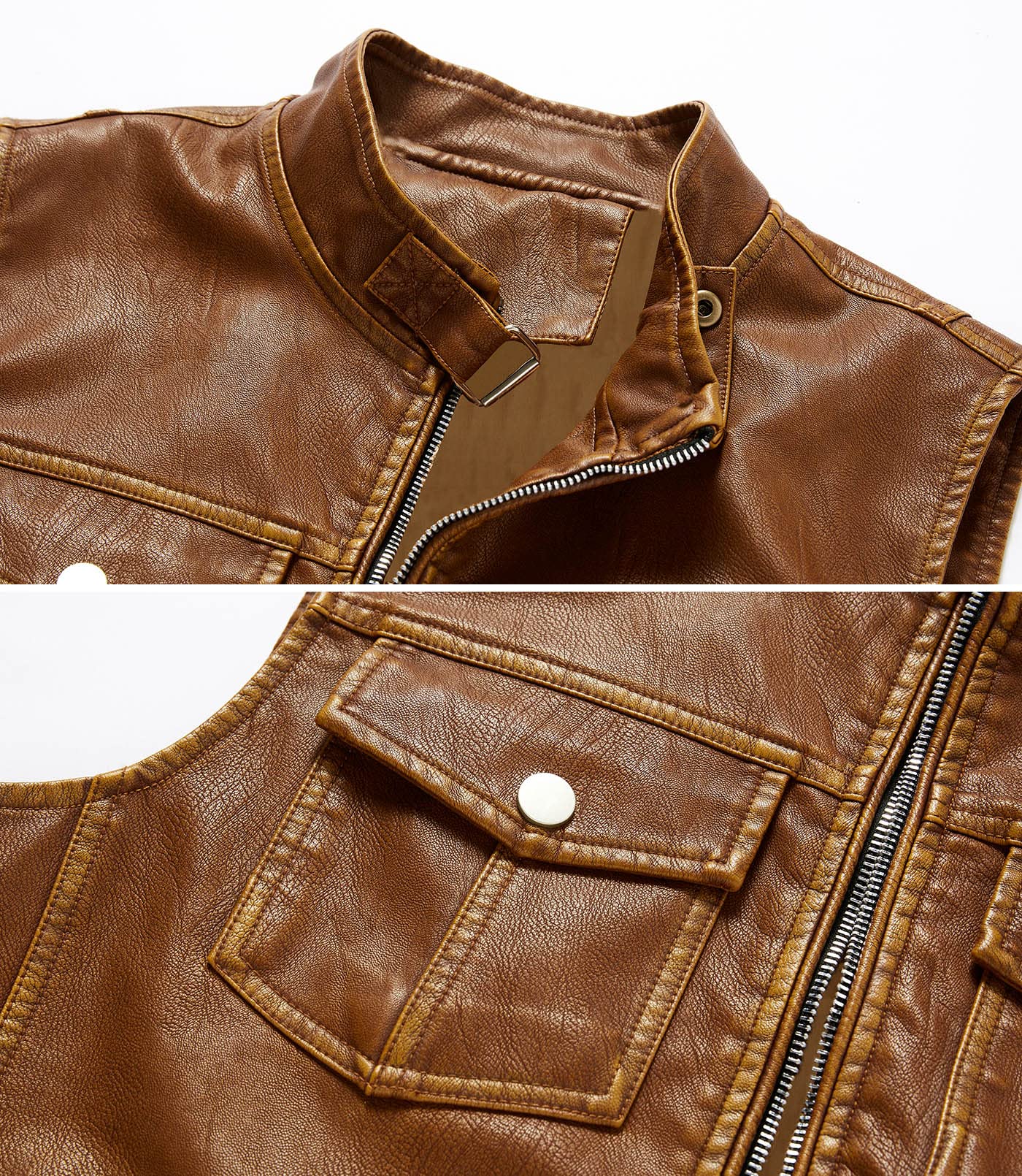 Snapklik.com : NAVEKULL Mens Leather Motorcycle Vest Black Vintage Riding Biker Faux Leather Vests