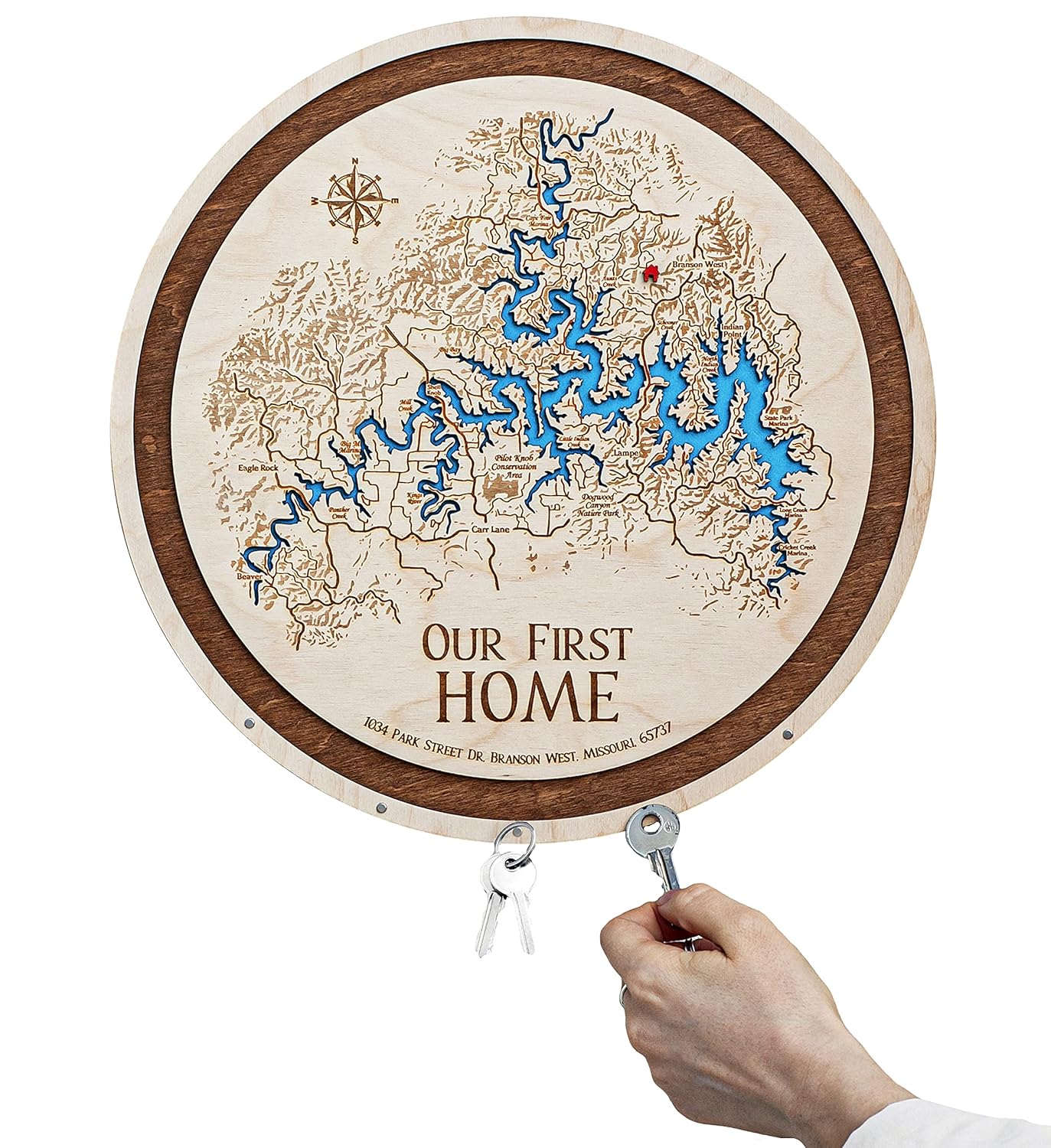 Amazon.com: Custom Wooden Map Key Holder - Mark Your Home on The Map ...