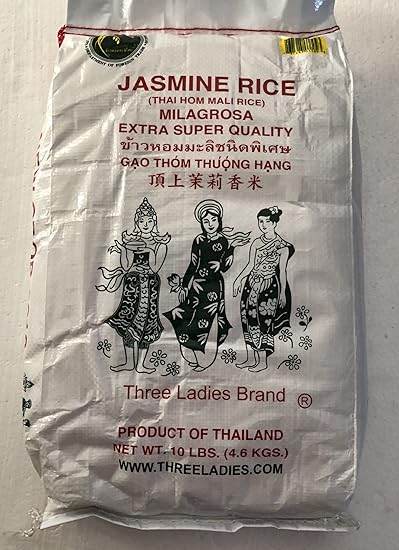 Amazon.com : Three Ladies Jasmine Rice Extra Super Quality - 10 lbs ...