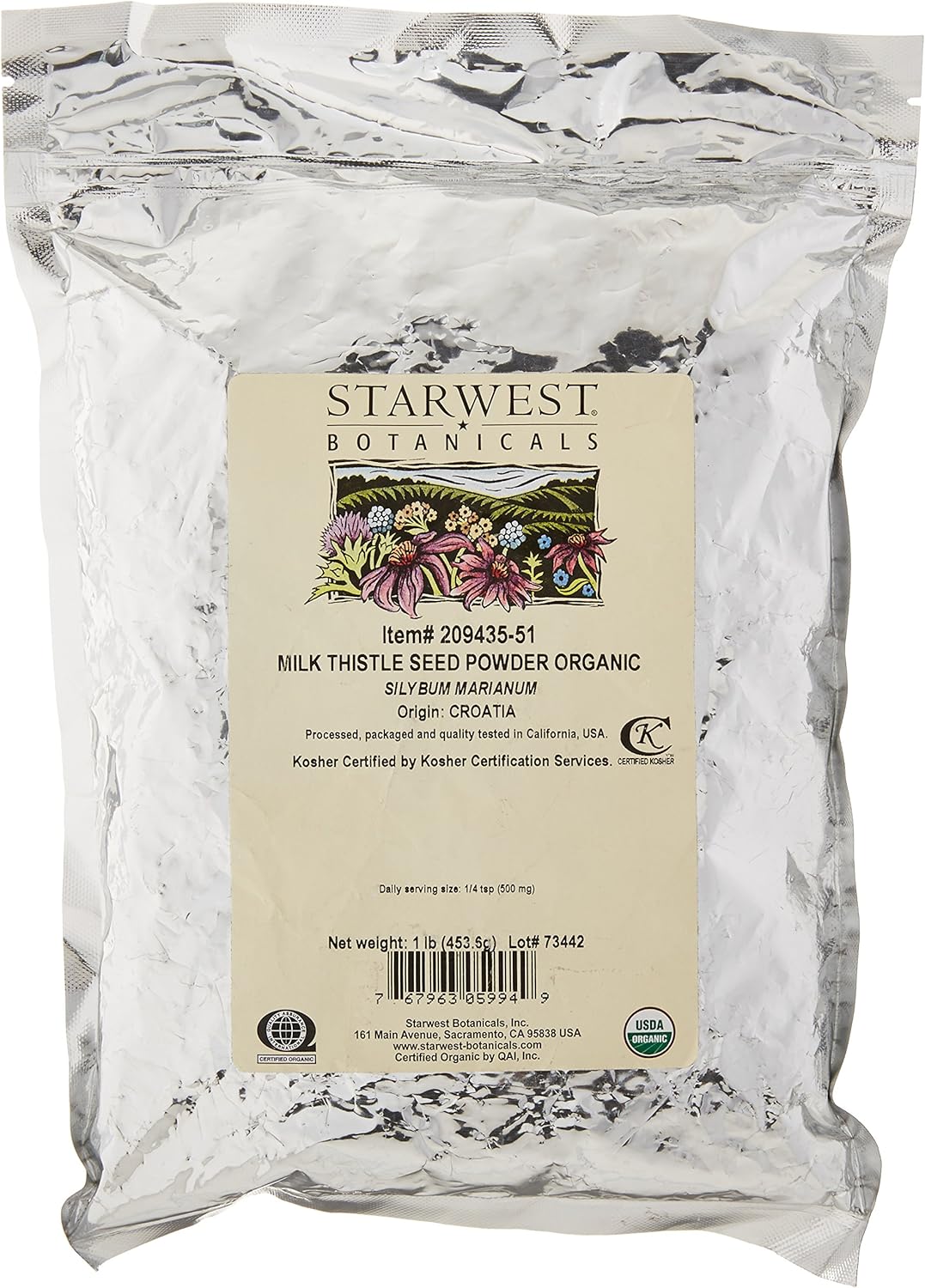Amazon.com: Starwest Botanicals Organic Milk Thistle Seed Powder, 1 ...