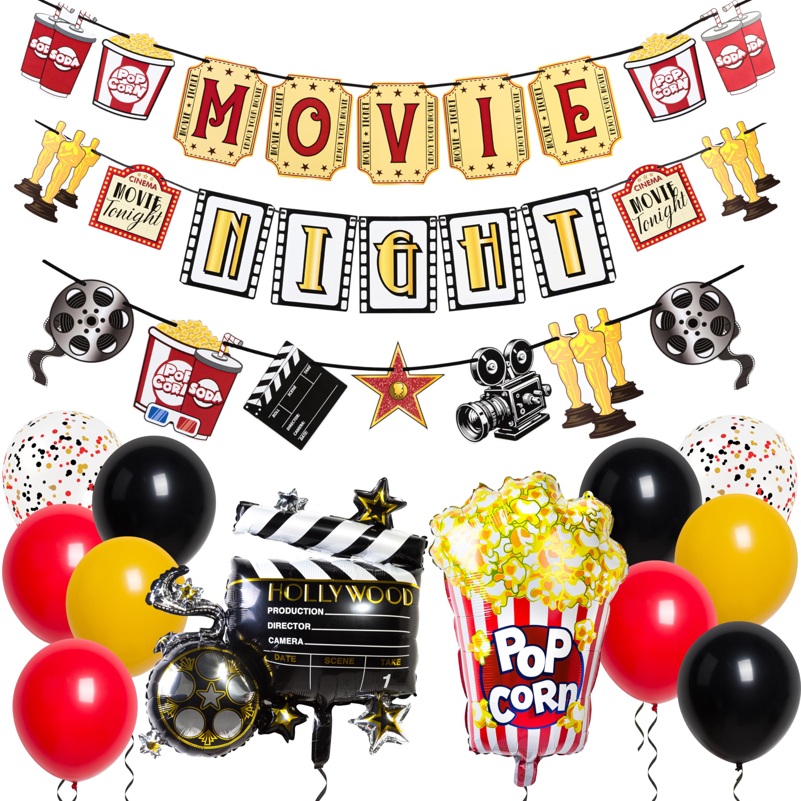 Amazon.com: Pirese Movie Night Decorations, Movie Theme Party Decorations, Movie Night Party ...