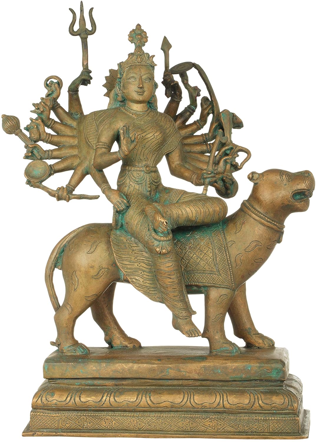 Buy Exotic India Simhavahini Ashtabhuja-dhari Devi Durga - Bronze ...