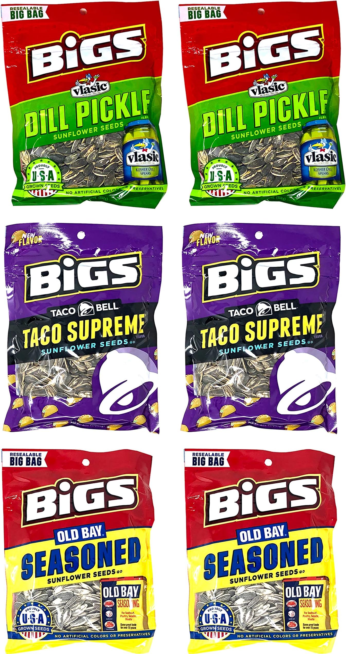 Amazon.com: Bigs Sunflower Seeds Variety Pack of 6 (5.35 Ounces) Taco ...