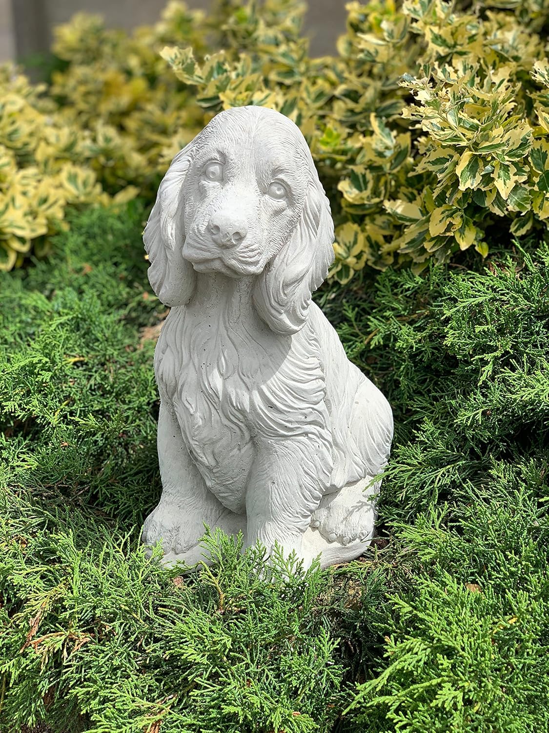 Cocker Spaniel Statue - Concrete Pet Memorial Stone, Dog Sculpture ...