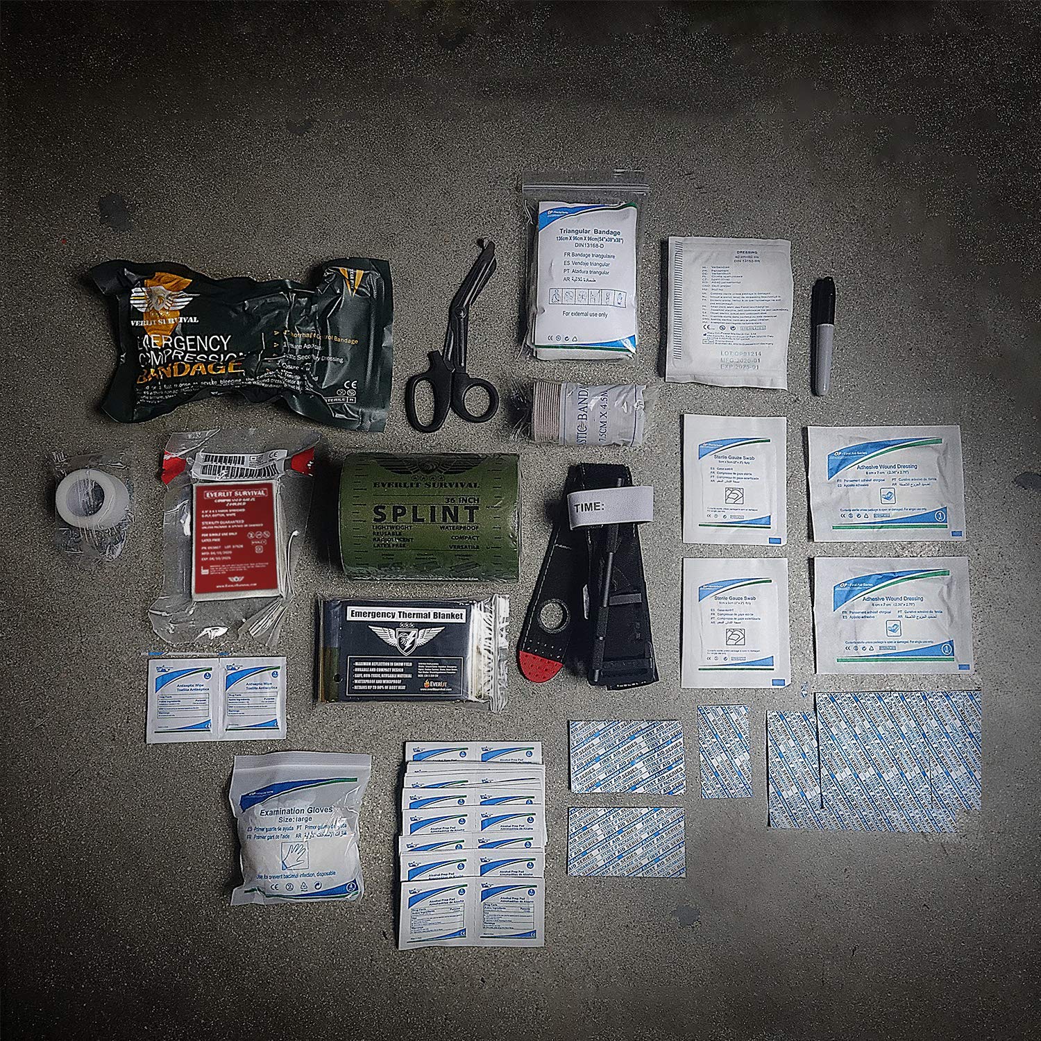 EVERLIT Emergency Trauma Kit GEN-I with Aluminum Tourniquet 36" Splint ...