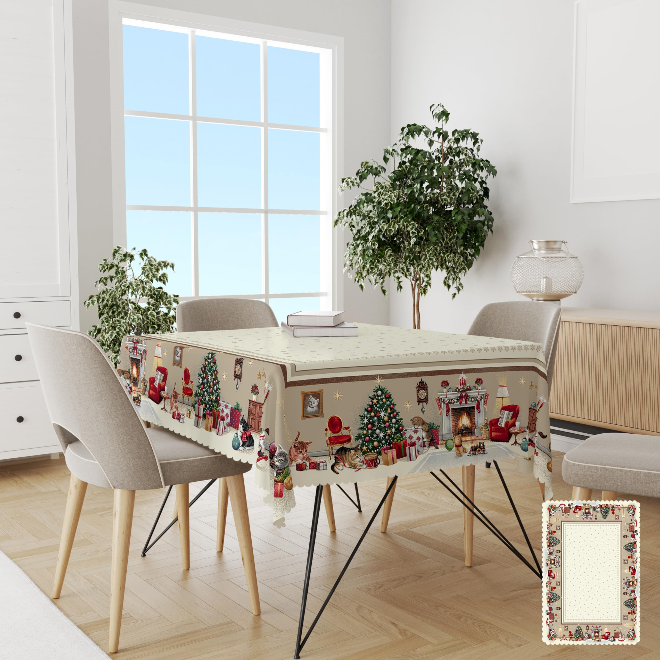 Amazon.com: Christmas Tablecloth - Patterned - Rectangle Red Table ...