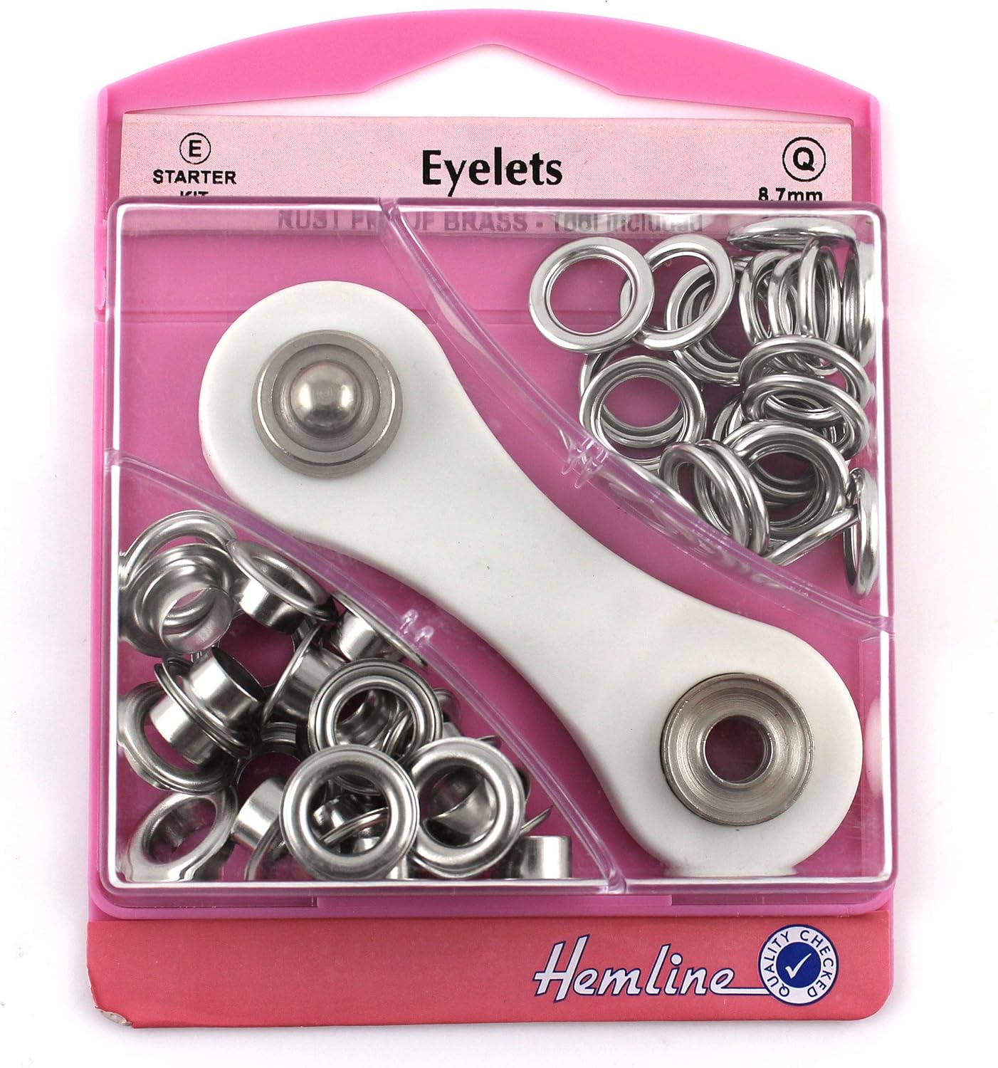 Hemline Silver Nickel Eyelet Starter Kit 8.7mm (24 sets) With Metal ...