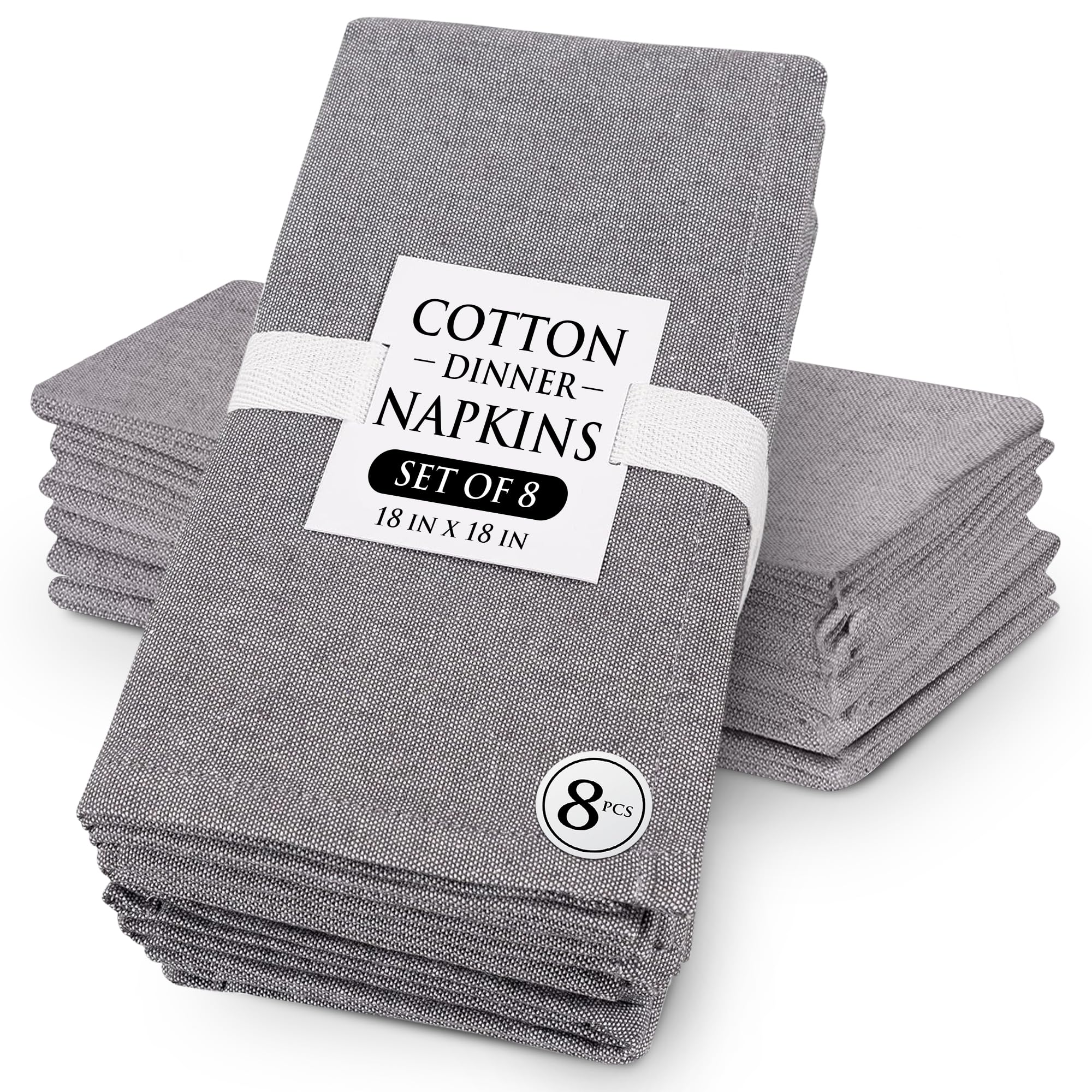 KAF Home Overbrook Chambray Napkins - Set of 8 Cotton Linen Dinner ...