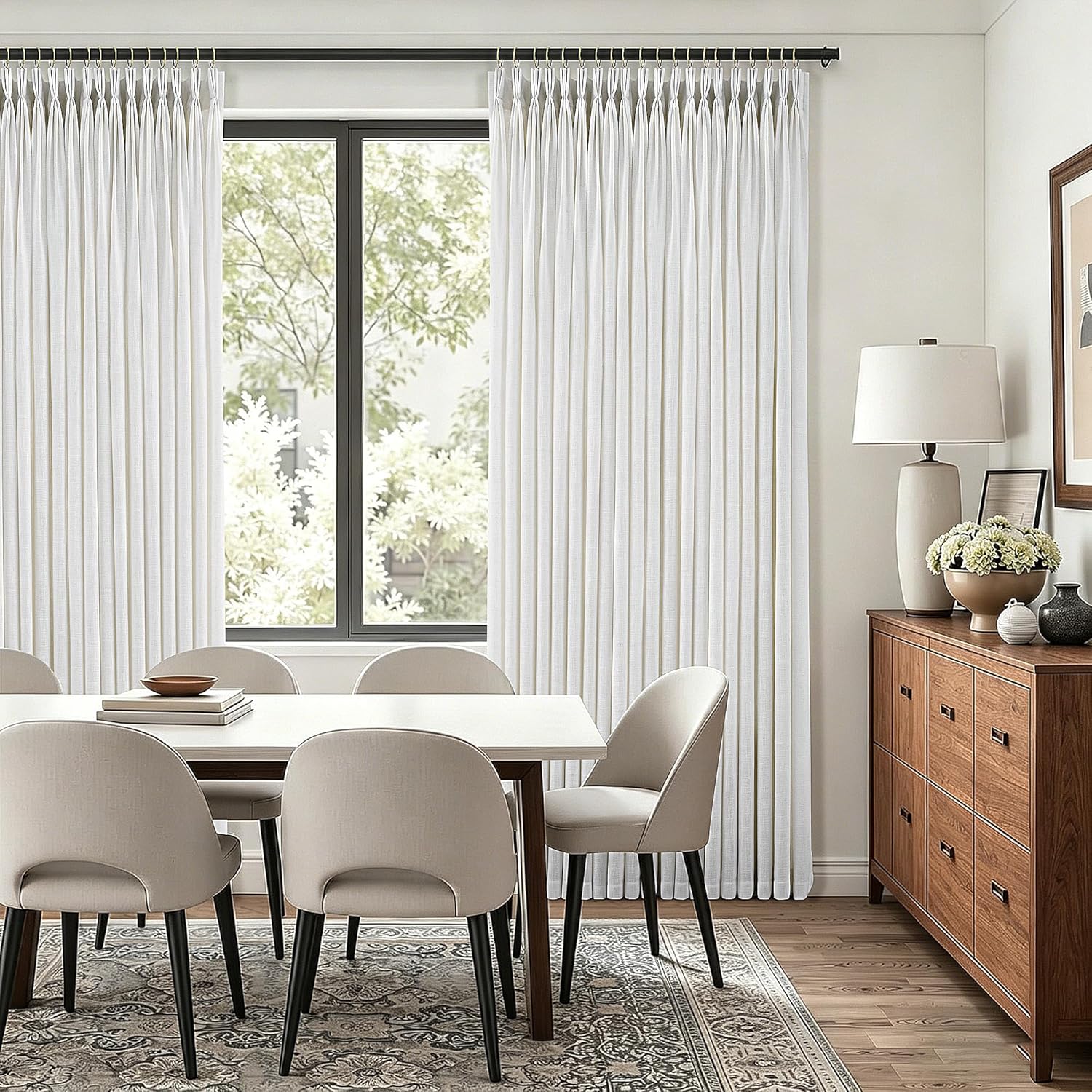 Amazon.com: 80 Inch Extra Wide Pinch Pleated Linen Curtains 90 Inch ...