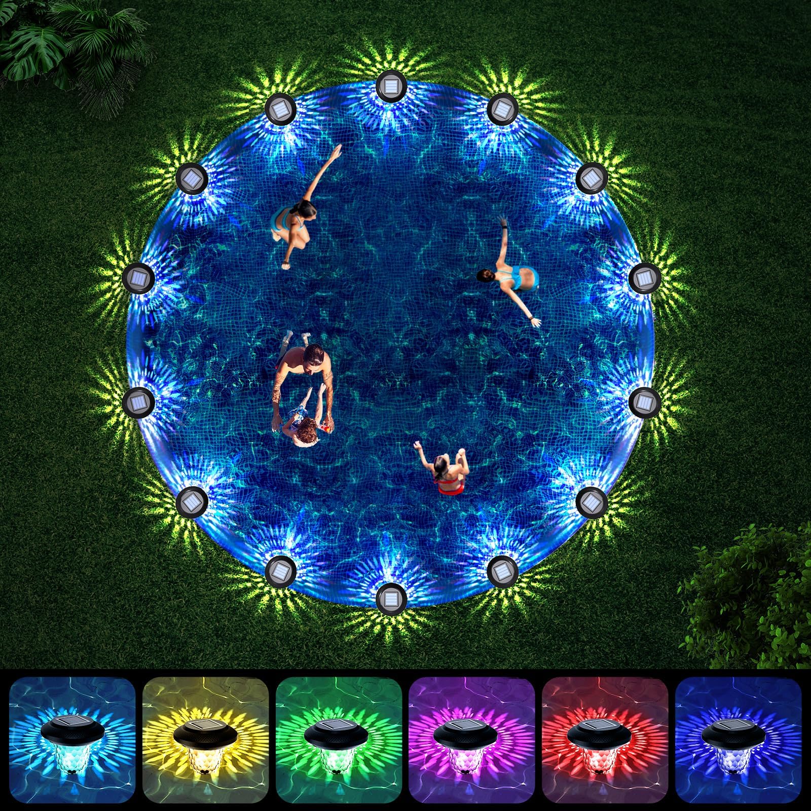 Amazon.com: SPYONG Solar Pool Lights RGB Solar Frame Pool Light ...