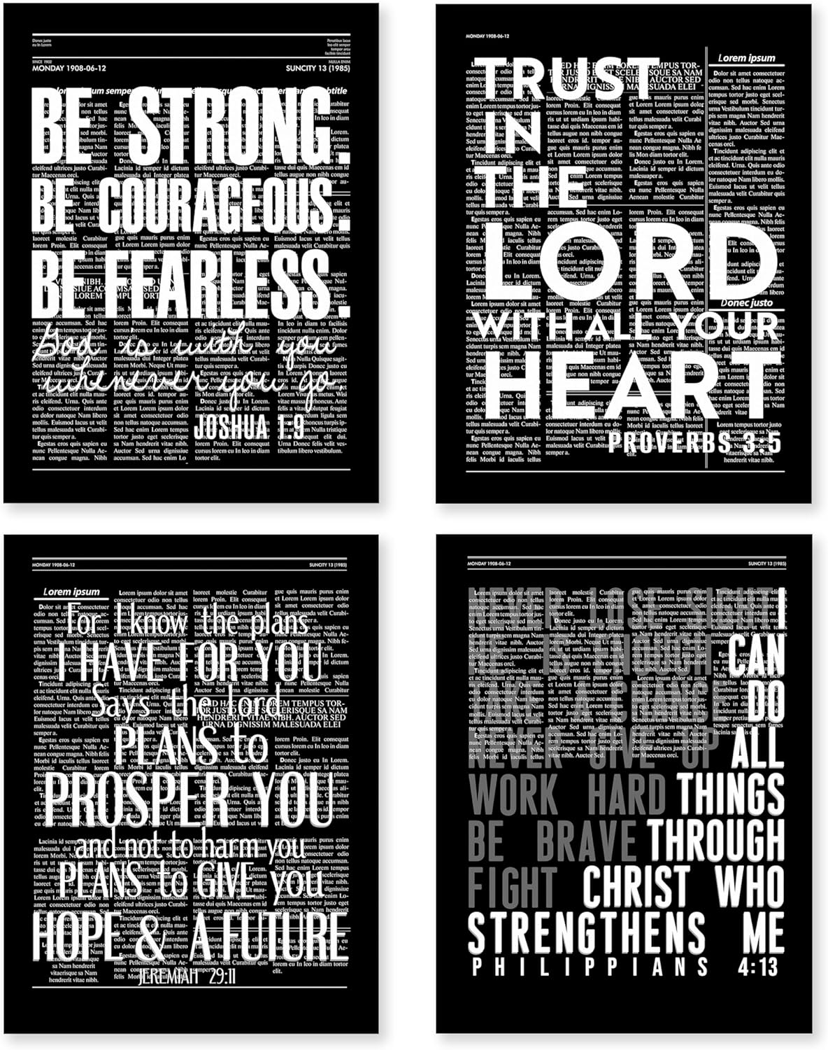 Amazon.com: HRQKO Black Bible Verses Christian Office Wall Art Poster ...