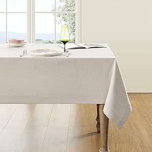 Amazon.com: ZeeMart Neutral Tablecloth, Farmhouse Linen Style Table ...