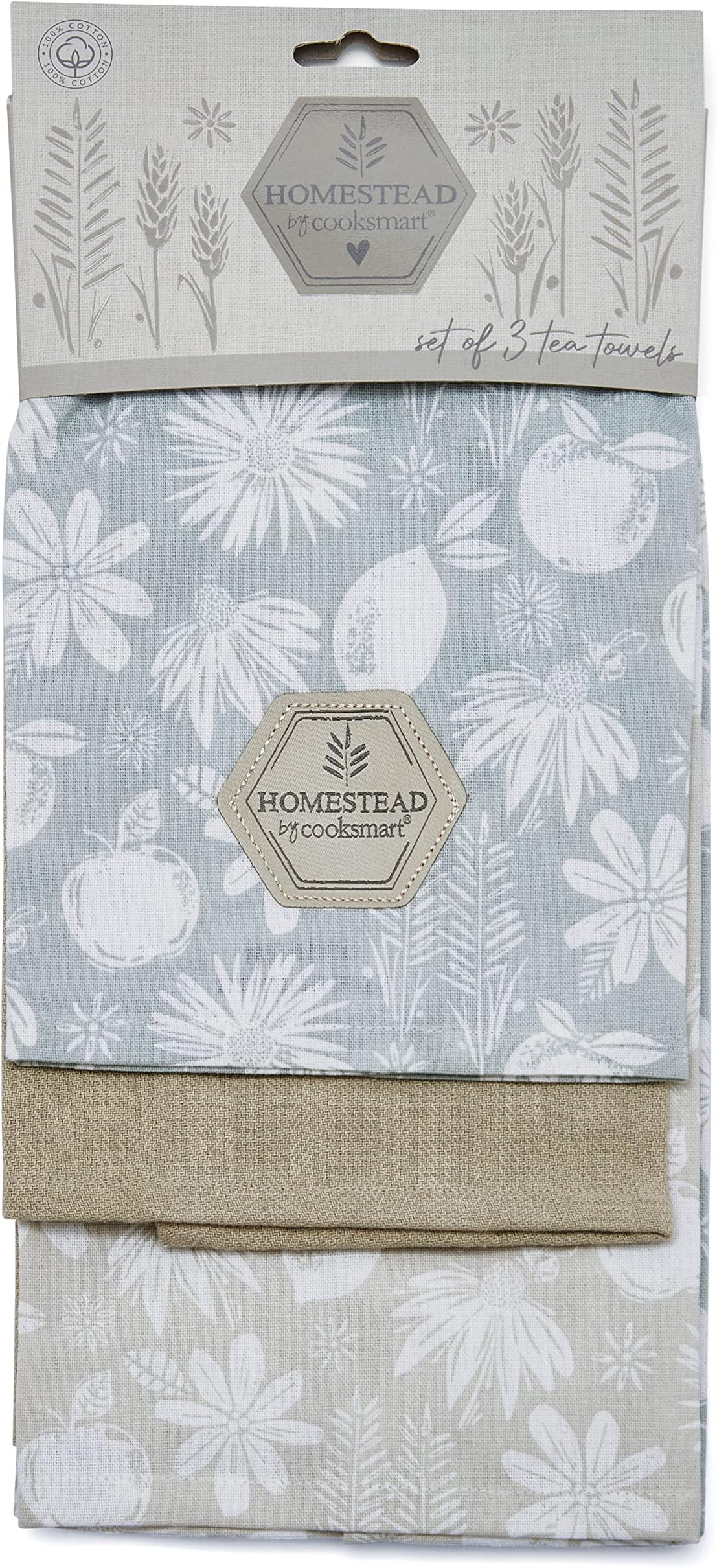 Cooksmart British Designed Pack of 3 Tea Towels | Luxury Tea Towels for ...