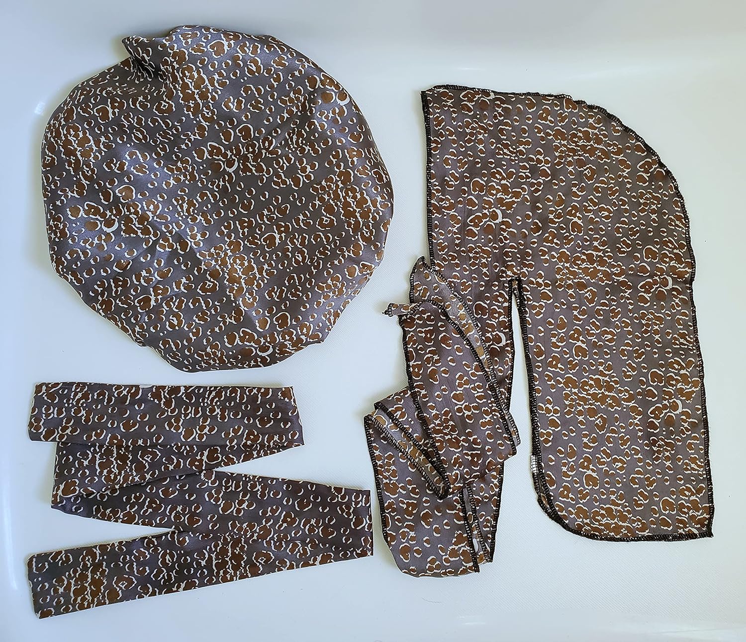 Amazon.com : 3pc SATIN Hair Cover Set: Double Layer BONNET, EDGE LAYING ...