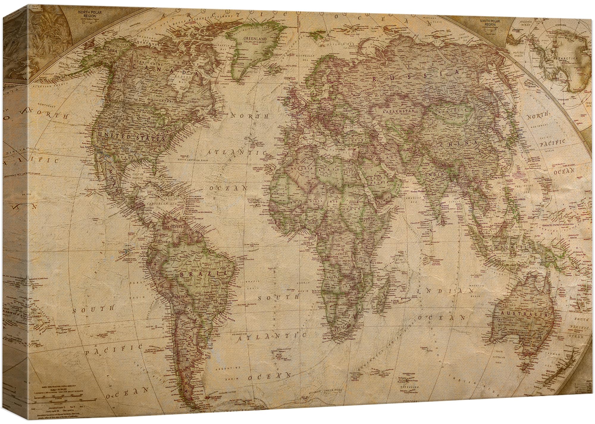 Amazon.com: wall26 Canvas Print Wall Art Vintage Antique Globe World ...