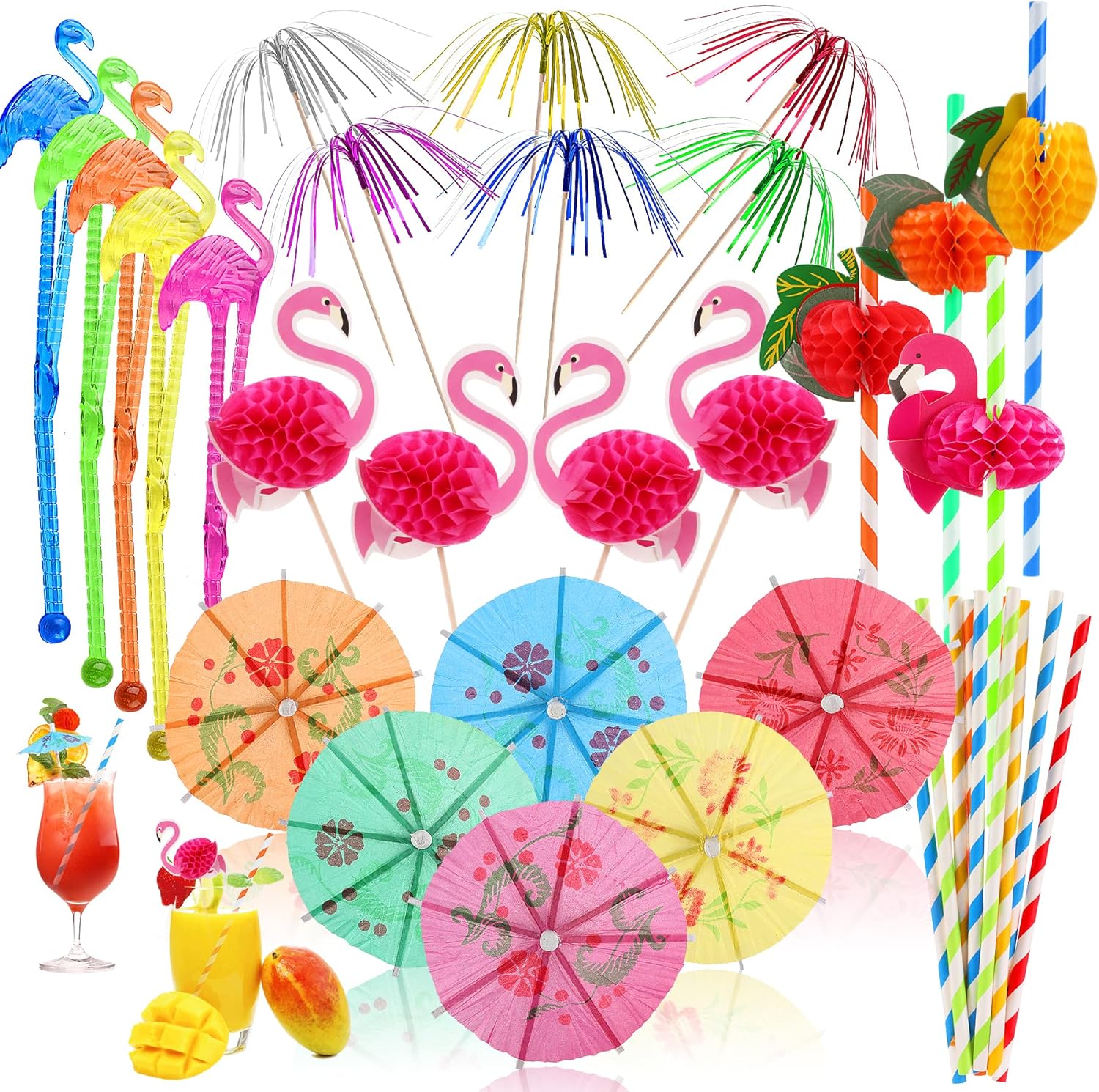 110PCS Cocktail Accessories Including Flamingo Stirrers Sticks ...