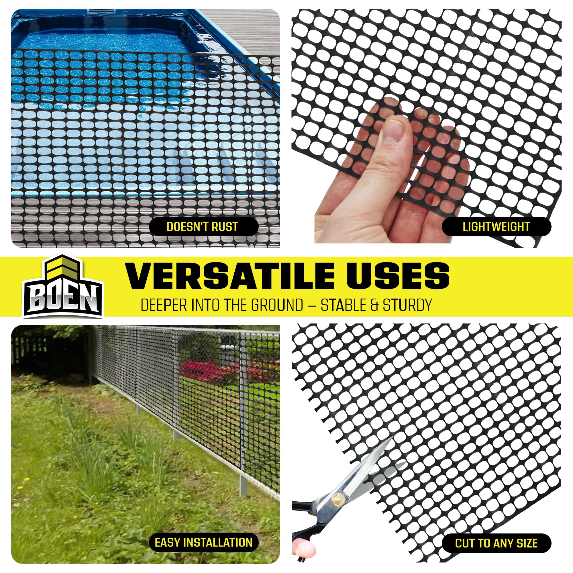 Snapklik.com : BOEN 4 X 100 Black Temporary Fencing, Mesh Snow Fence ...