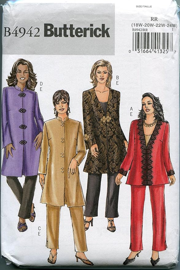 Amazon.com: Butterick Sewing Pattern B4942 Size RR (18W-20W-22W-24W ...