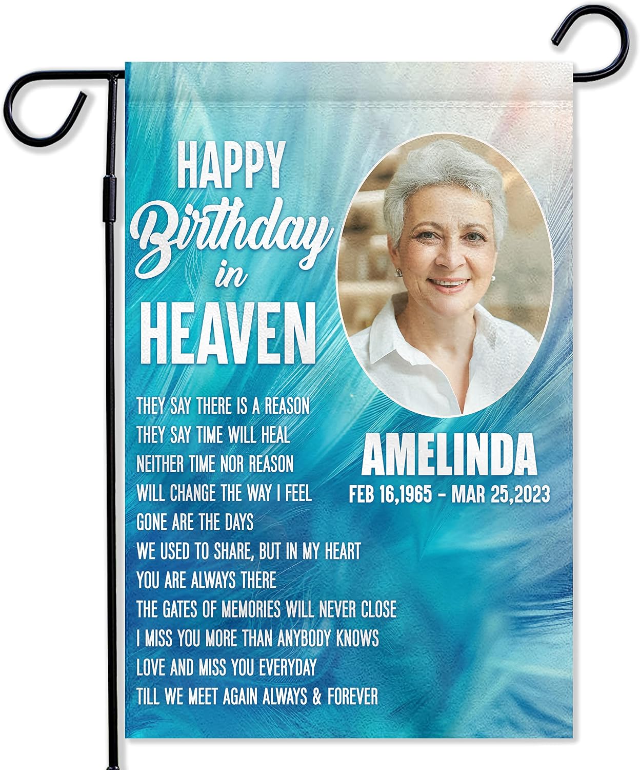 Amazon.com : Memorial Garden Flag Double Sided Happy Birthday in Heaven ...