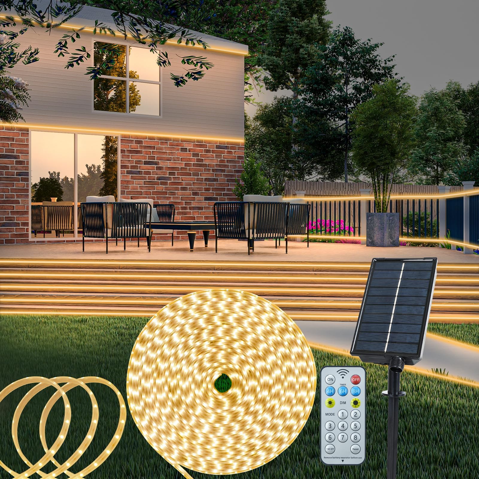 Amazon.com: Solar Rope Light 22 ft. long, 50 long-life LED Lamps inside ...