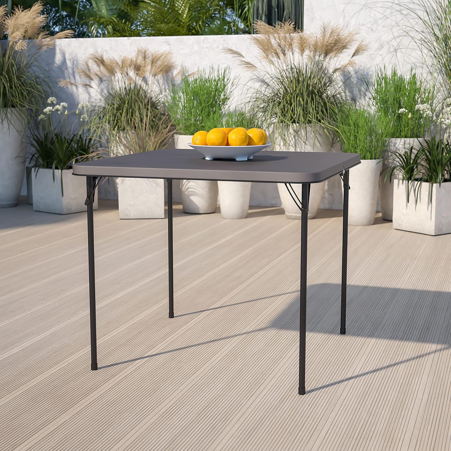 Amazon.com: EMMA + OLIVER 2.83-Foot Square Bi-Fold Dark Gray Plastic ...