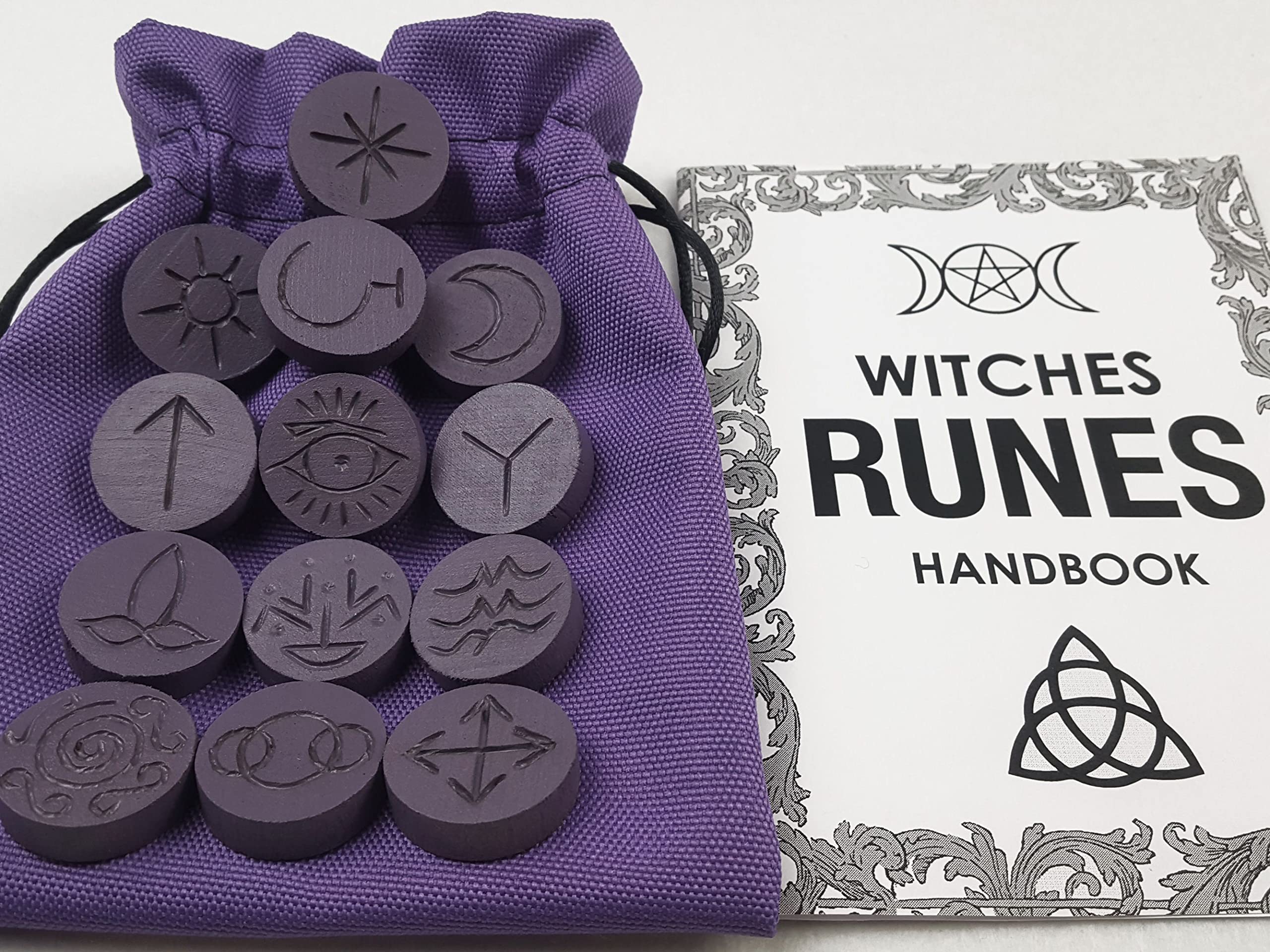 Amazon.com: Mystical Purple Witches Runes Set & Divination Guide, Altar ...